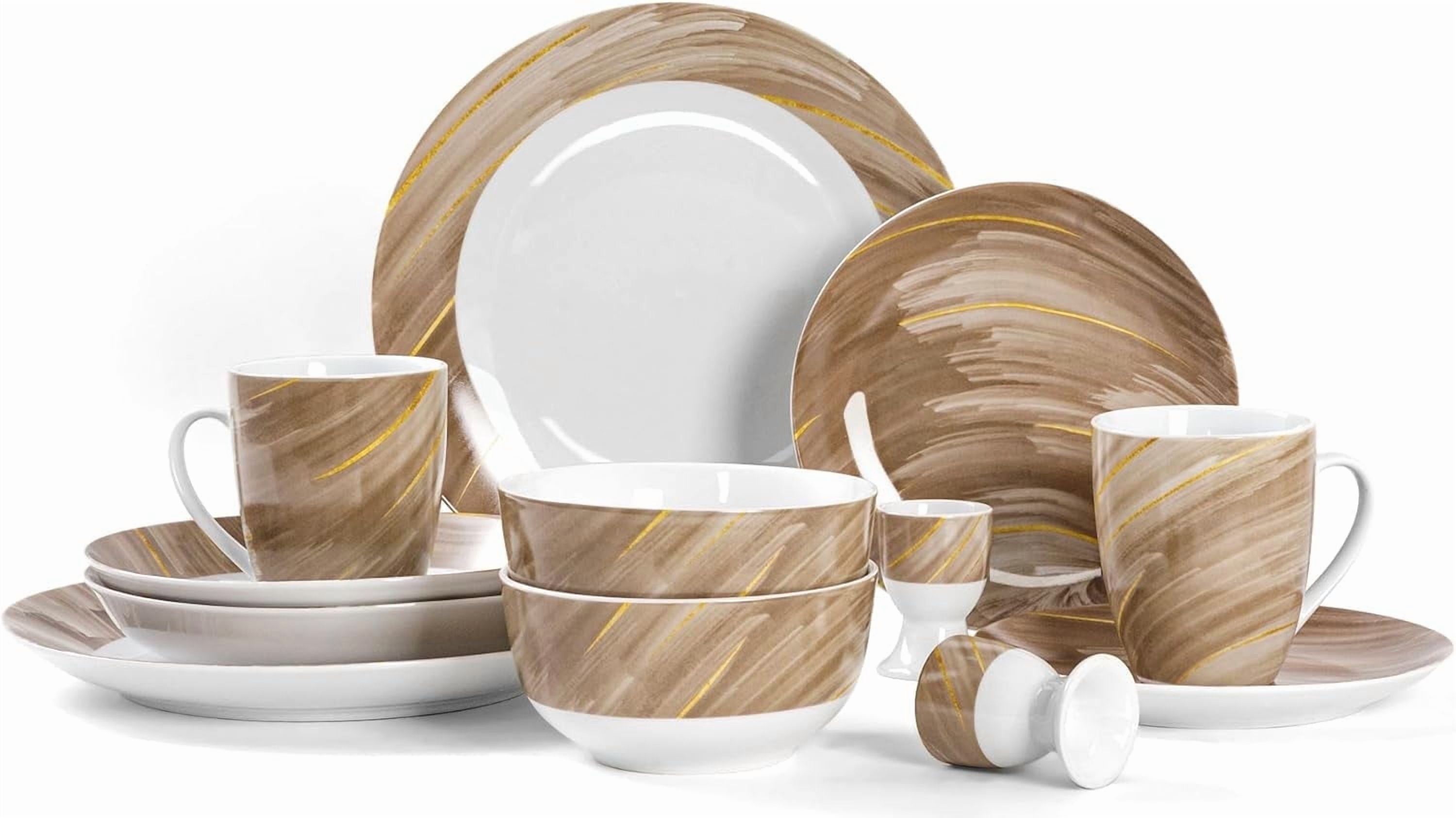 12 Piece Porcelain Dinnerware Set, Premium Plates and Bowls, Mugs Set ...