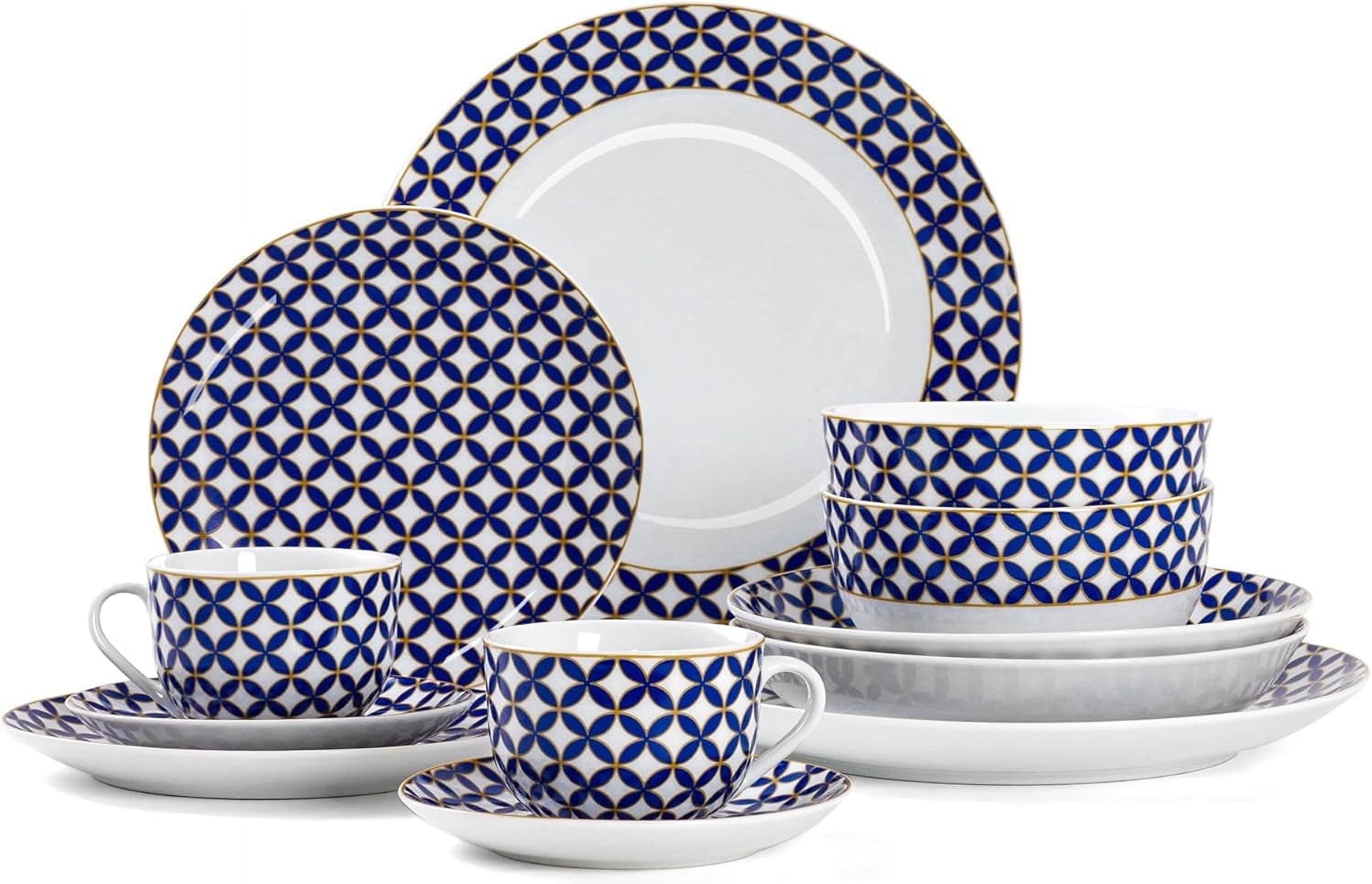 12 Piece Porcelain Dinnerware Set for 2, Premium Plates and Bowls Set ...