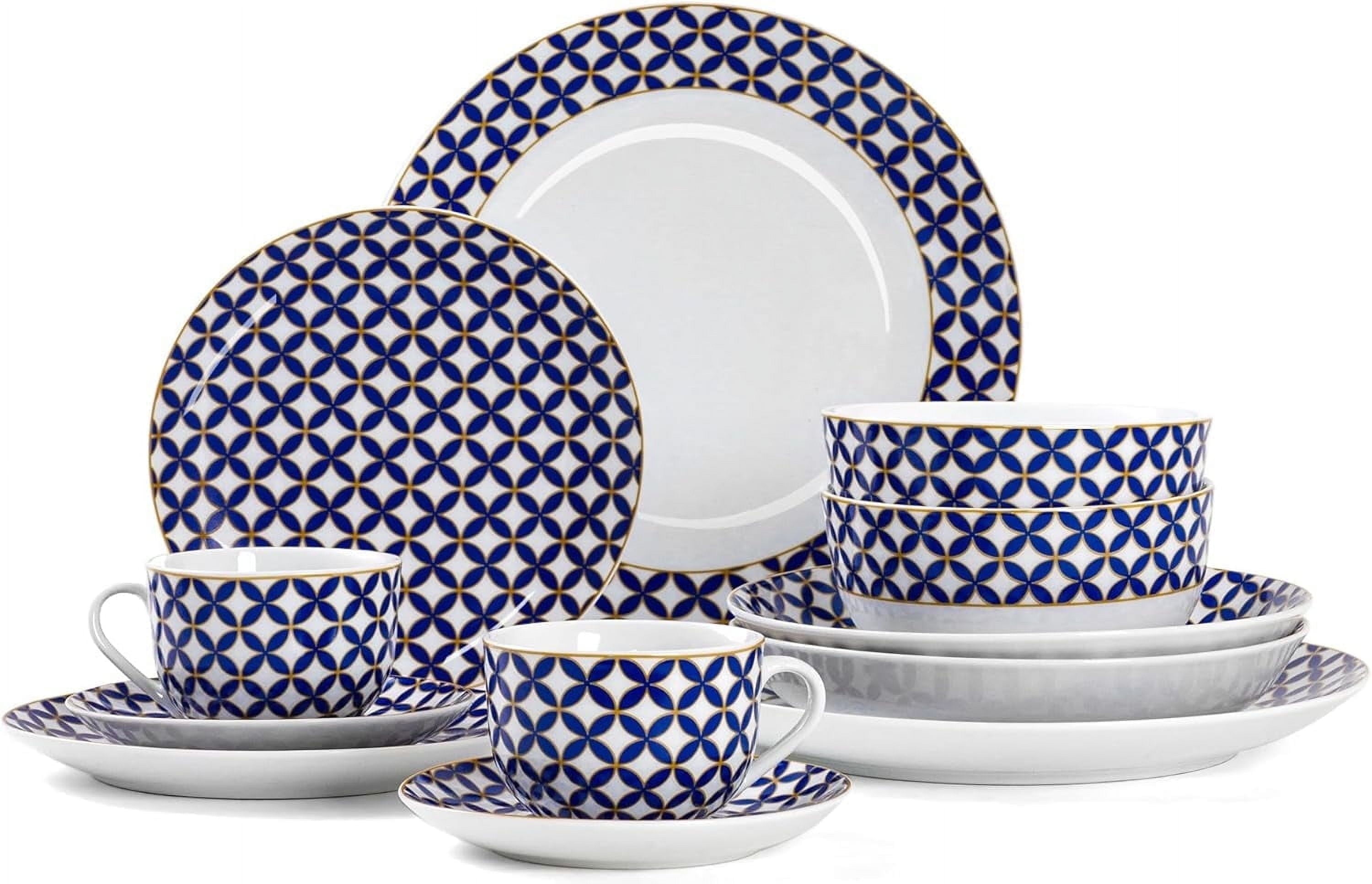 12 Piece Porcelain Dinnerware Set for 2, Premium Plates and Bowls Set ...