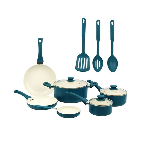 12 Piece Pots and Pans Set - Nonstick Ceramic Cookware - Aluminum ...