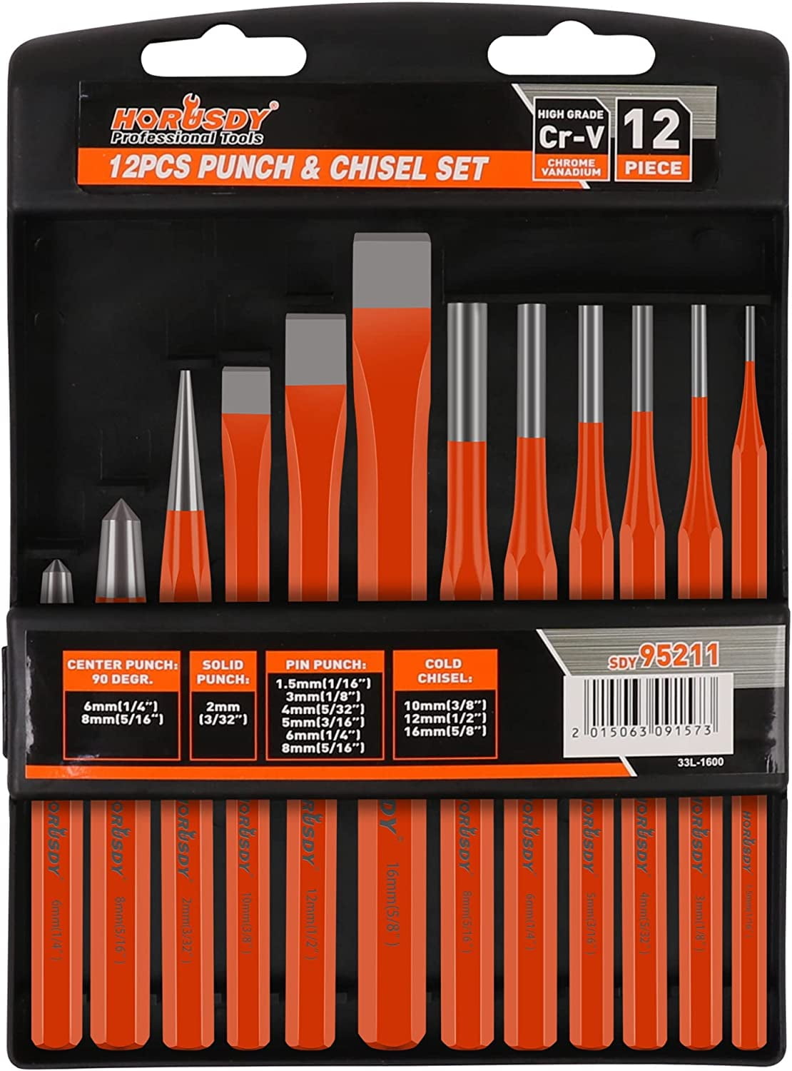 12-Piece Punch and Chisel Set, Including Cold Chisels, Pin Punch ...
