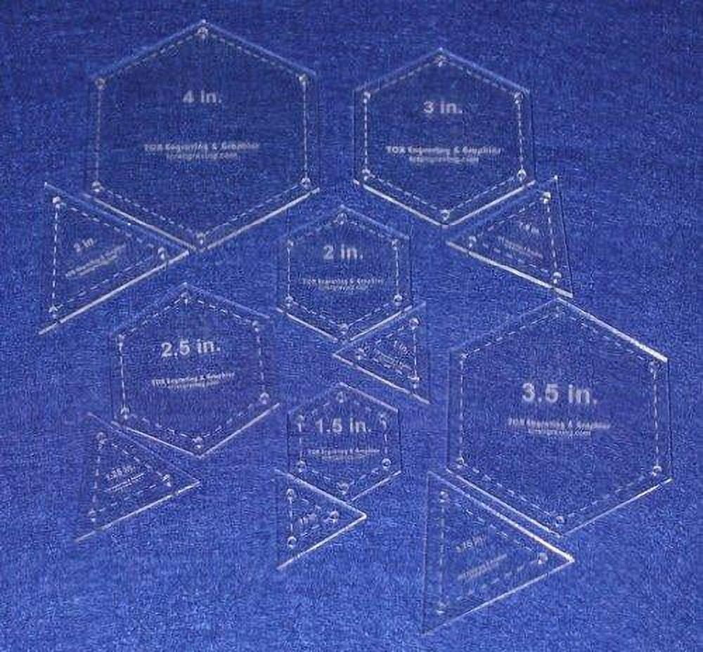 12 Piece Quilt Templates Equilateral Triangles & Hexagon Set 1/8 ...