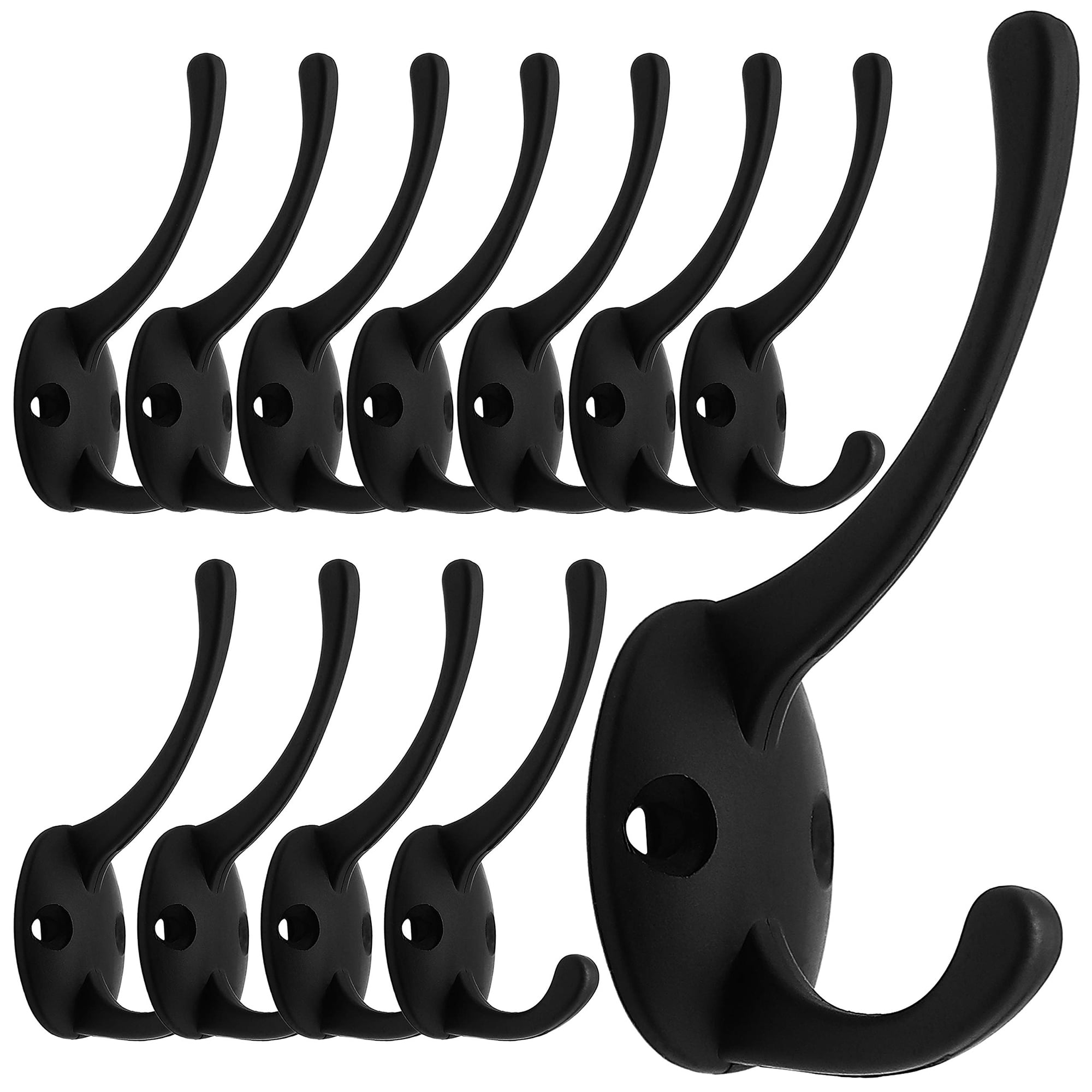 12-Piece Retro Double Prong Coat Hooks, Wall Mounted Utility Hooks with ...