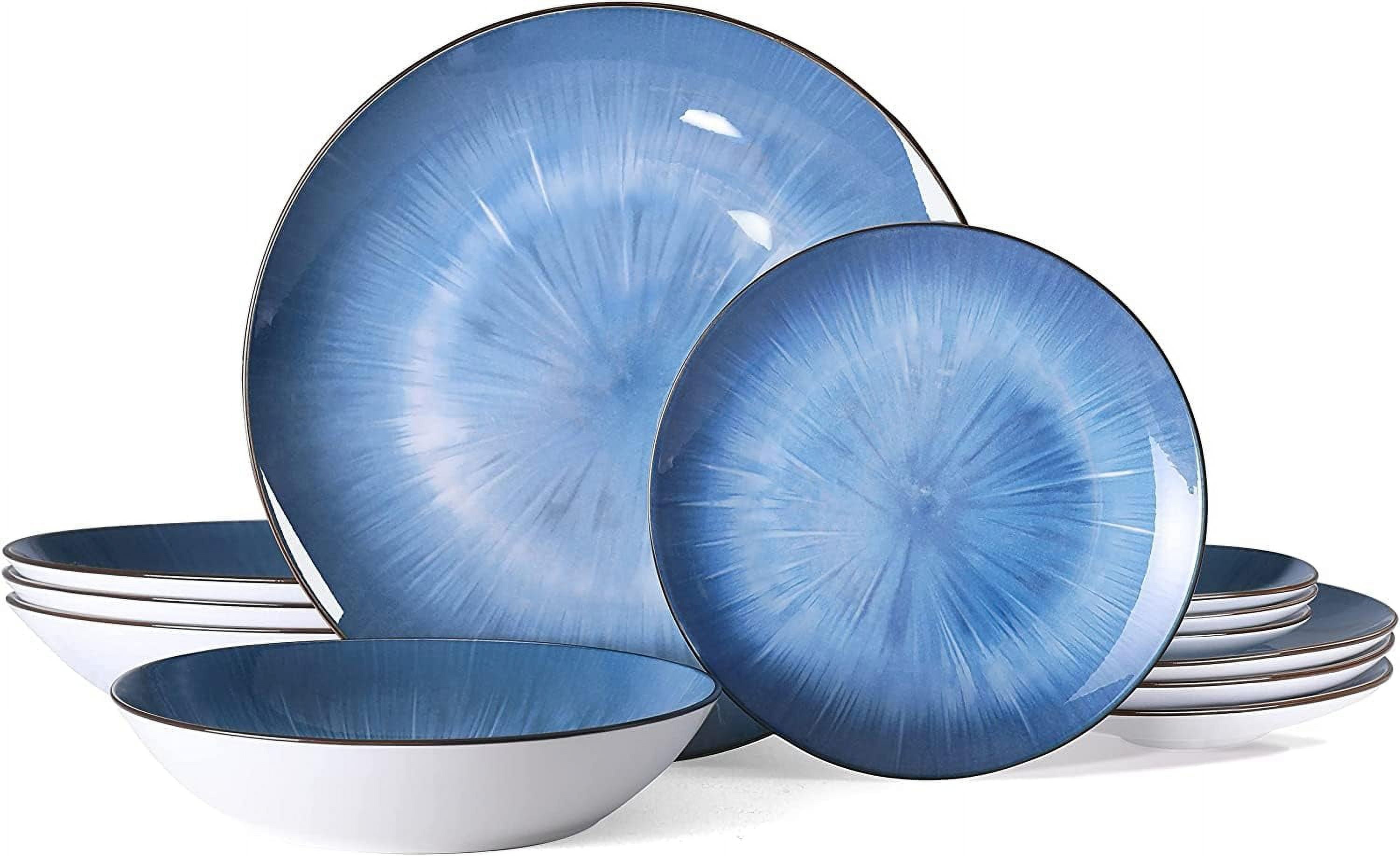 12 Piece Round Kitchen Dinnerware Set,Plates and Bowls sets,Dishes ...