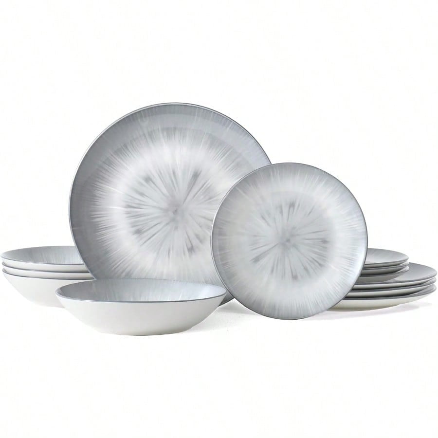 12 Piece Round Kitchen Dinnerware SetsPlates And Bowls Sets Dishes ...
