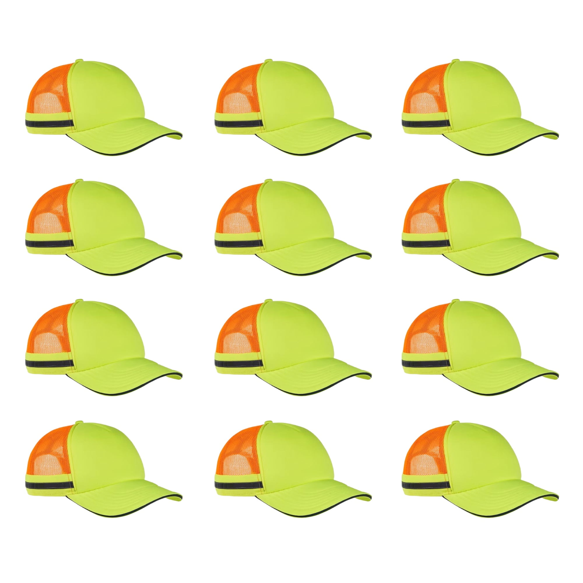 12 Piece Safety Reflective Hat, 100% Polyester Front and Mesh Back ...
