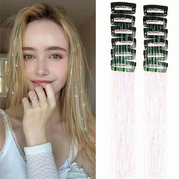 12-Piece Seamless Hair Extension Set In Shiny Gold Ribbon And Silk ...