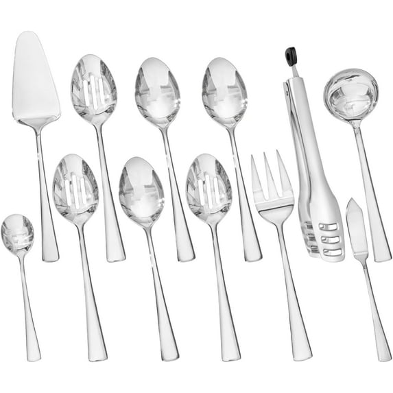 12 Piece Serving Utensils Set, 18/10 Stainless Steel Serving Utensils ...