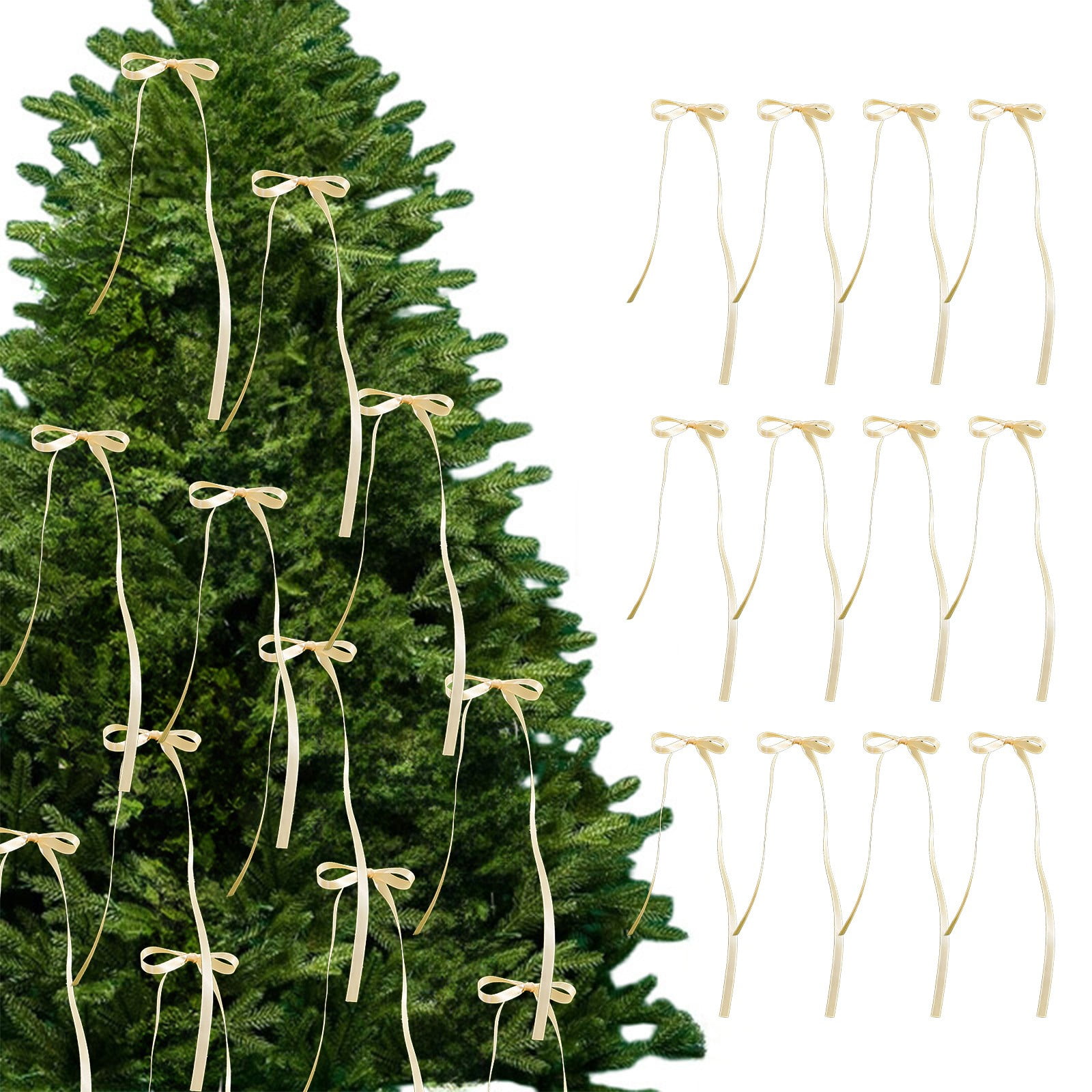 12-Piece Set of Christmas Ribbon Bows, Christmas Tree Bow Ornaments ...