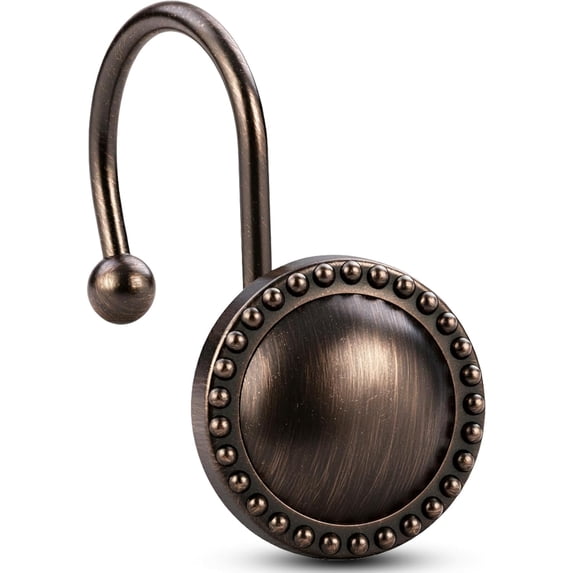 12-Piece Set of Shower Curtain Hooks，Metal Decorative Rings， Anti-Rust ...