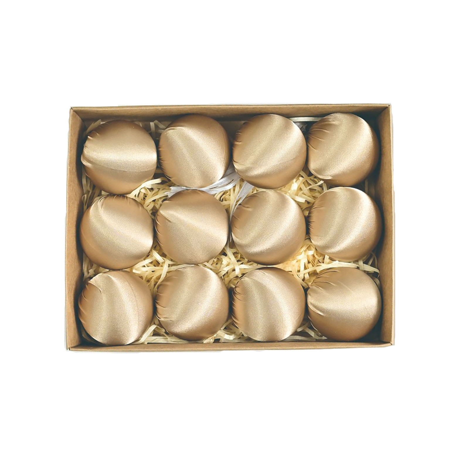 12-Piece Shiny Velvet Christmas Hanging Balls, Khaki Christmas Tree ...