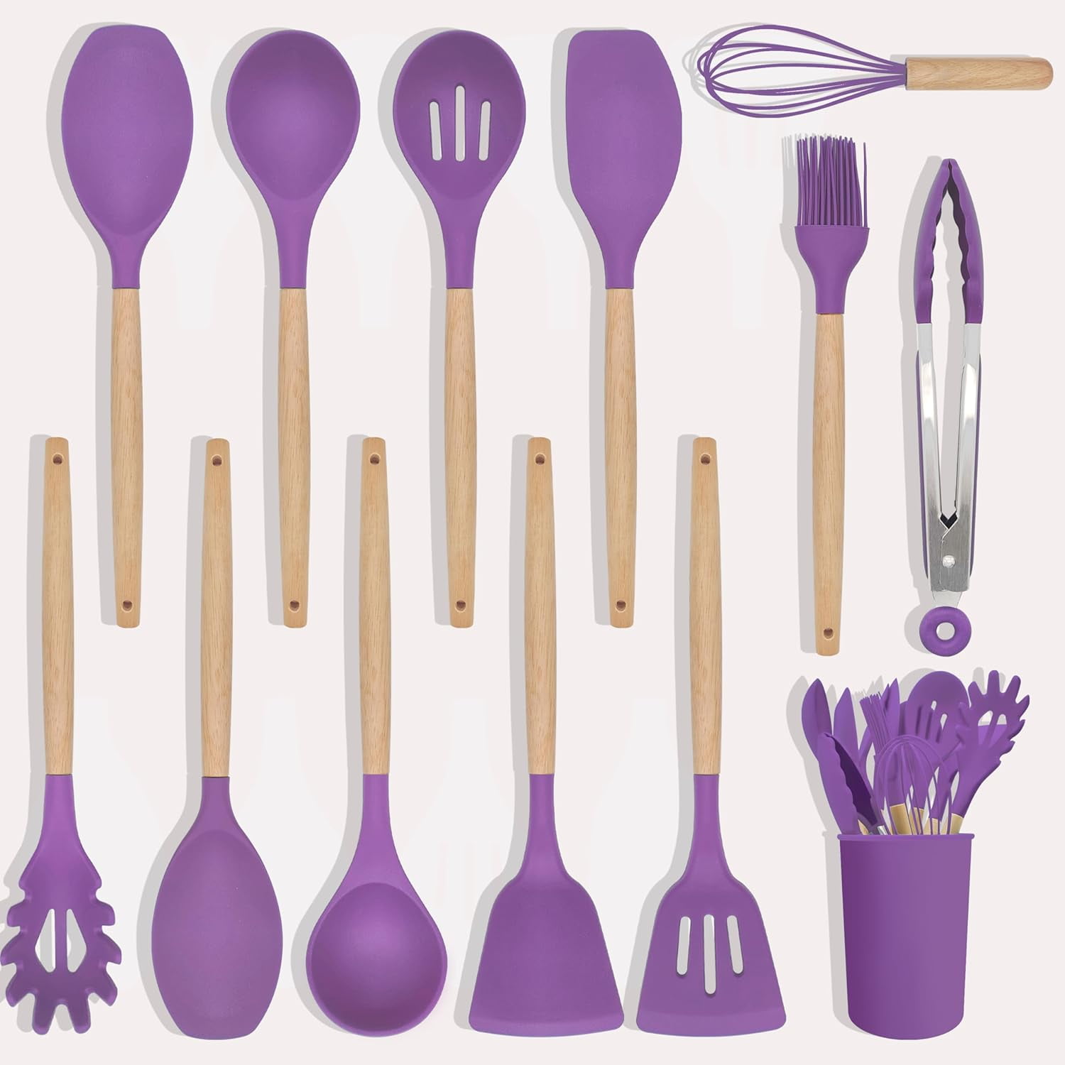 12 Piece Silicone Cooking Utensils Set Non-Stick Cutlery Set Food Grade ...