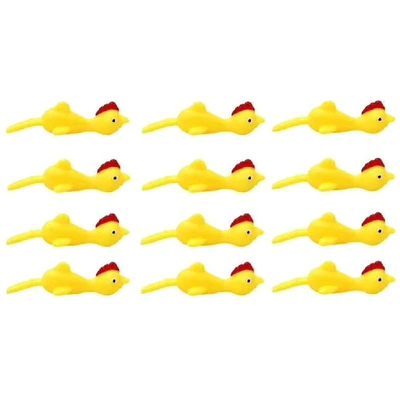 12 Piece Sling Shot Chicken Catapult Toy Flying Toy Stretchy Chickens ...