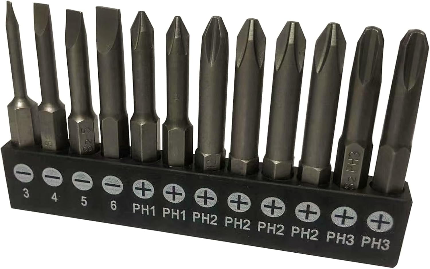 12 Piece Slotted Phillips Screwdriver Bits for Drill, 1/4 Inch Hex Shank Magnetic Drill Bit Set ...