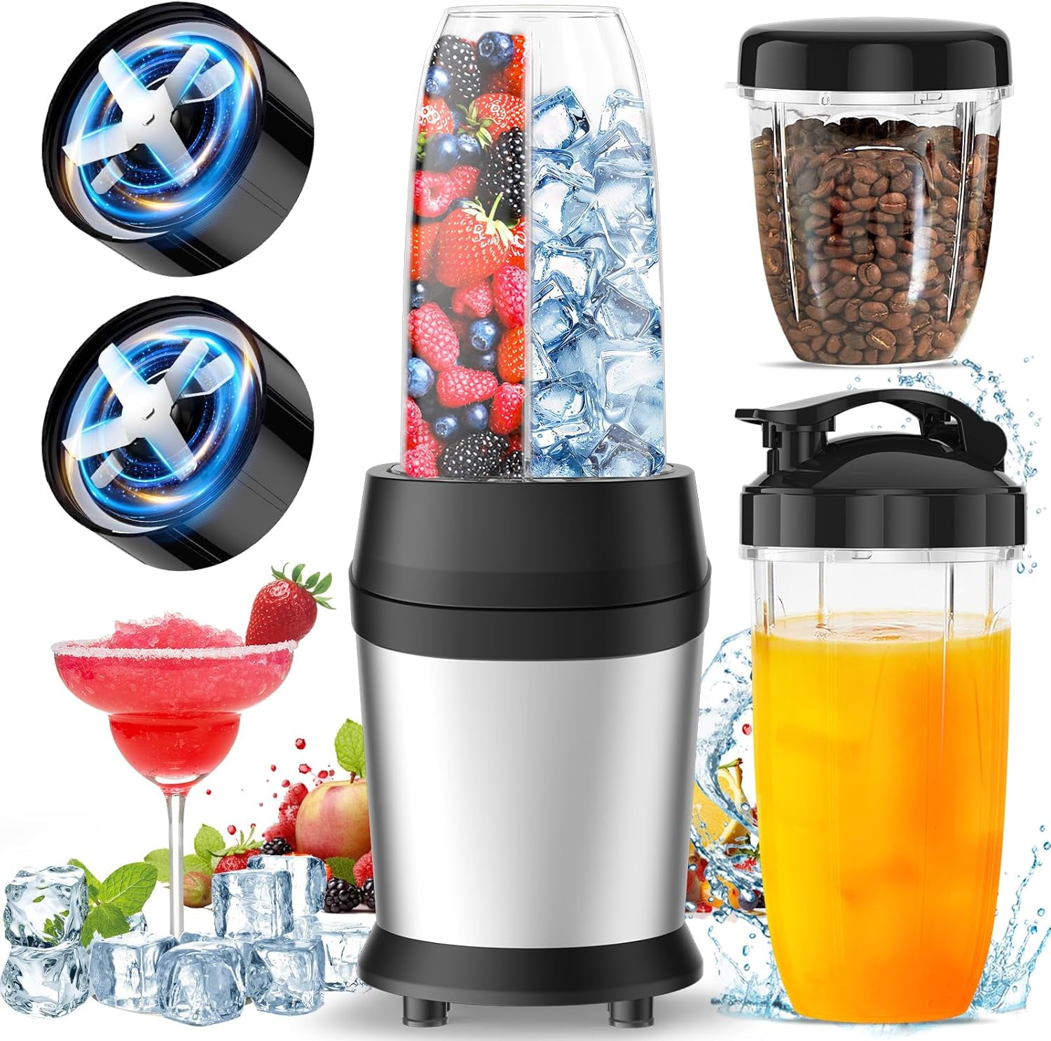 12-Piece Smoothie Blender Maker 25,000 RPM Personal Blender for Ice ...