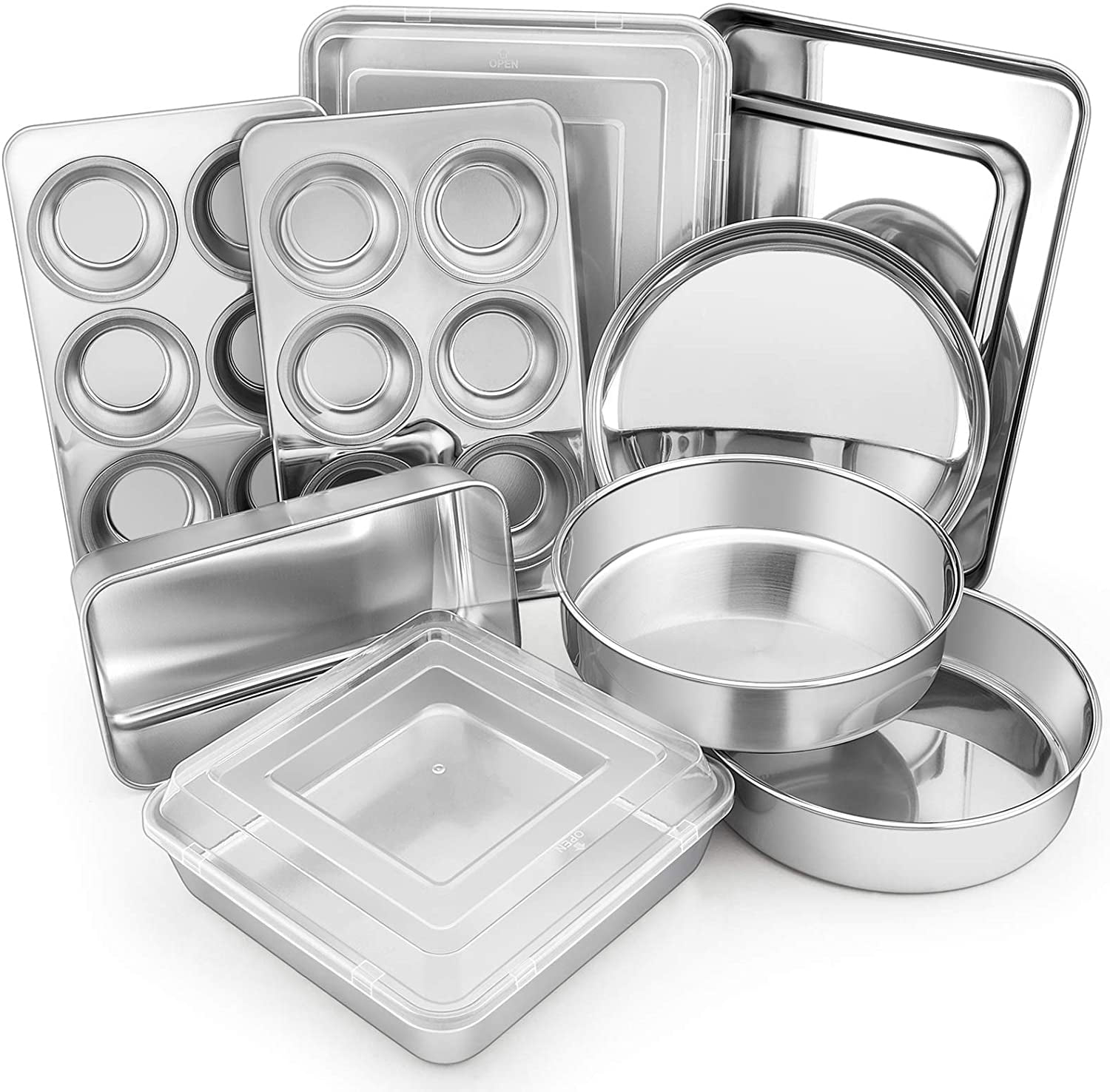 12-Piece Stainless Steel Bakeware Sets, Metal Baking Pan Set Include ...