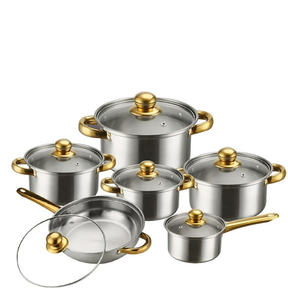 12-Piece Stainless Steel Cookware Set with Lids - Nonstick Induction ...