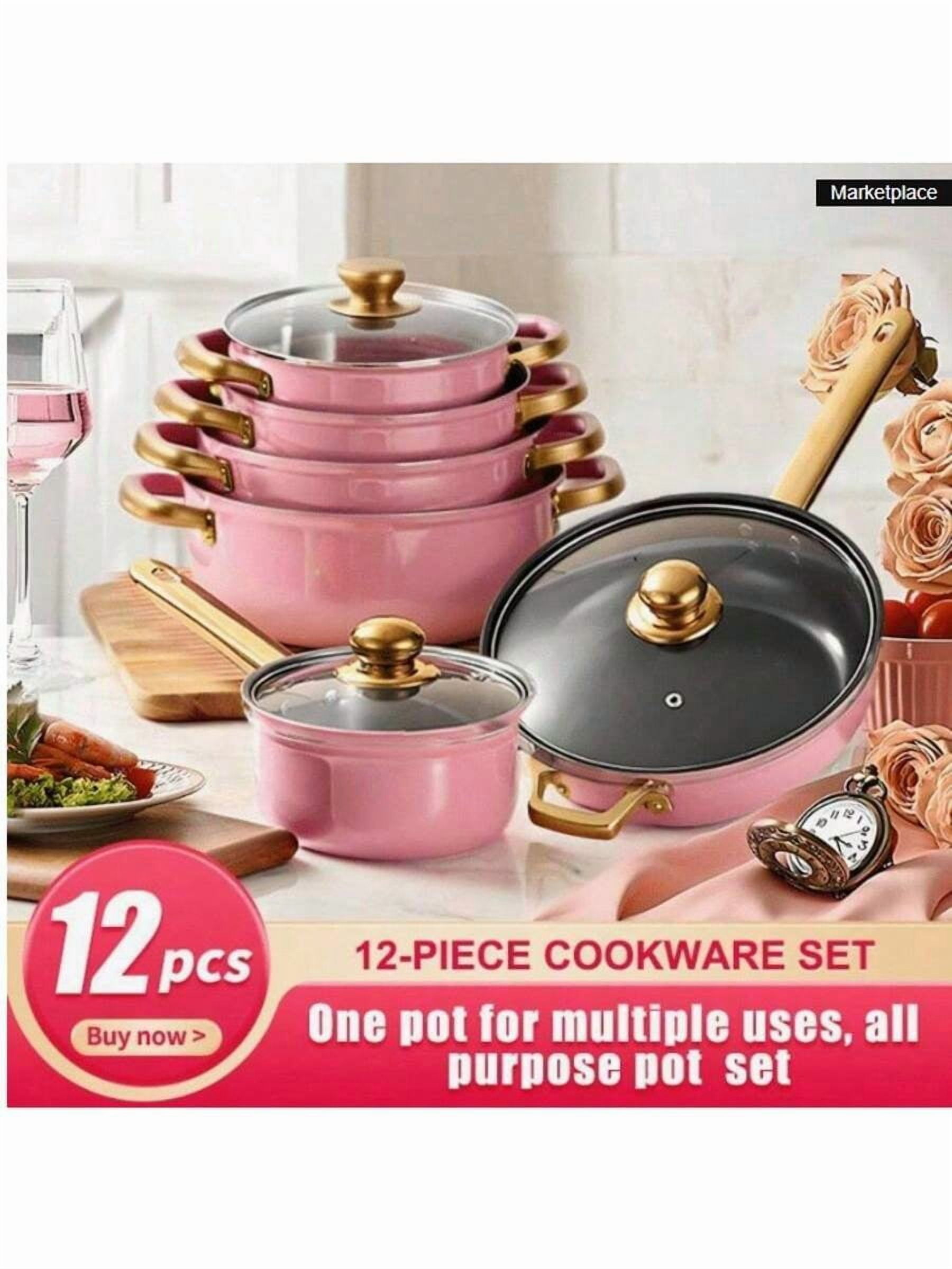 12-Piece Stainless Steel Cookware Set-Wire Handle Pot Set Stainless ...