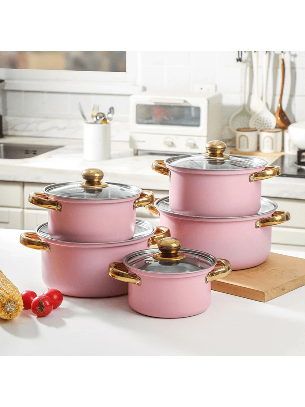 12-Piece Stainless Steel Cookware Set-Wire Handle Pot Set Stainless ...