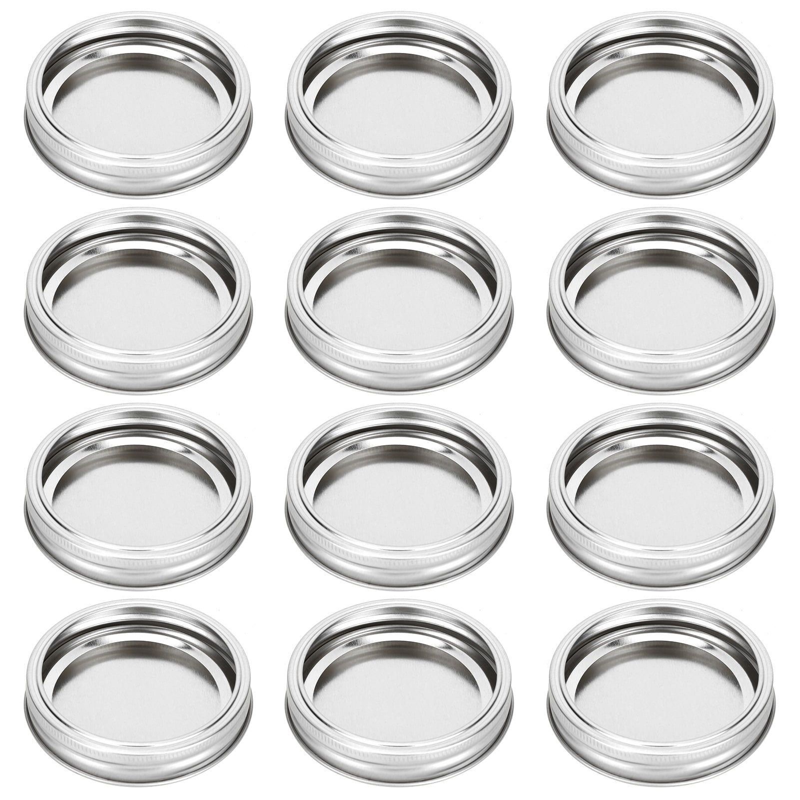 12-Piece Stainless Steel Jar Lid Set - Silver Airtight Sealing Covers ...