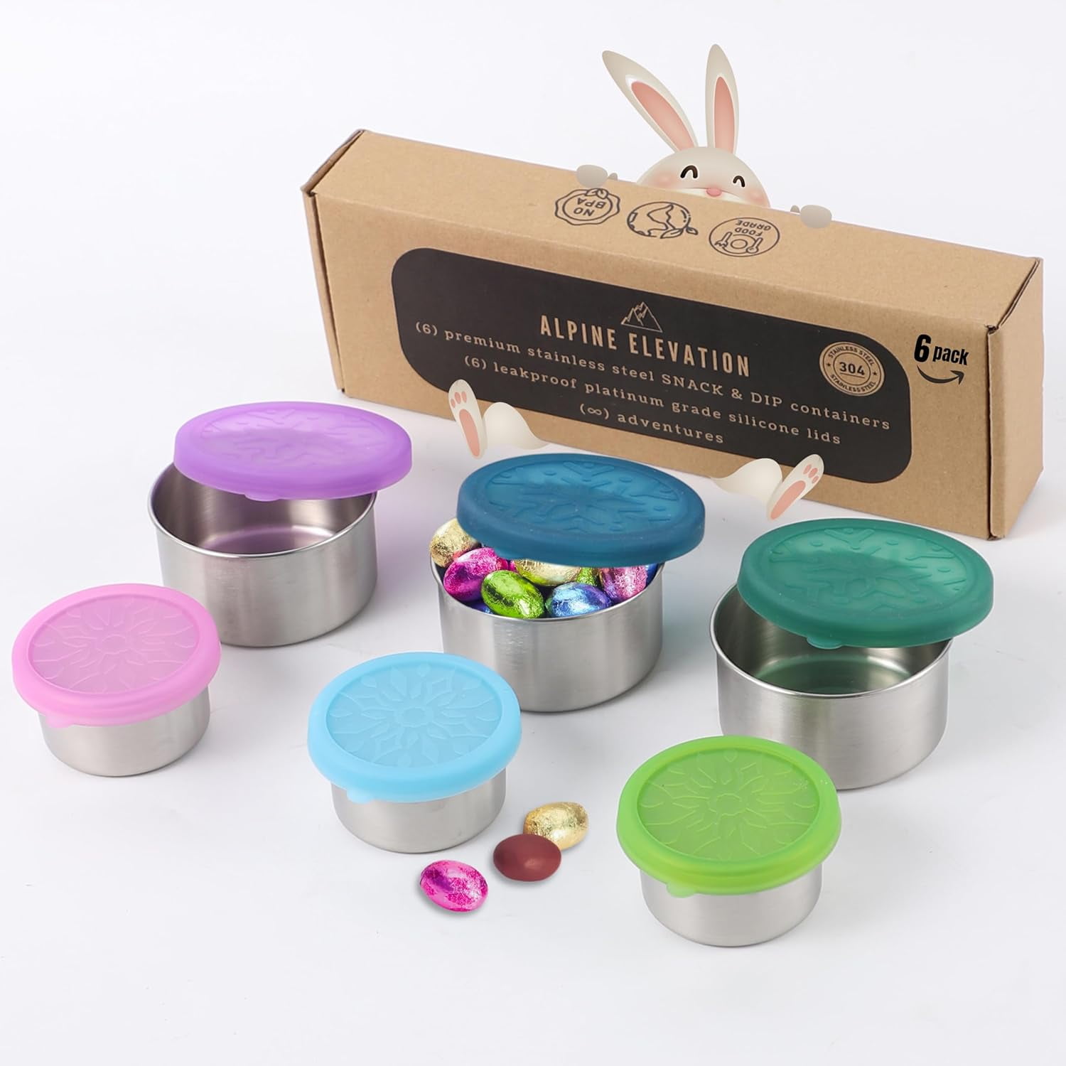 12-Piece Stainless Steel Snack Dip Condiment Containers Set | 3 x 7.4 ...