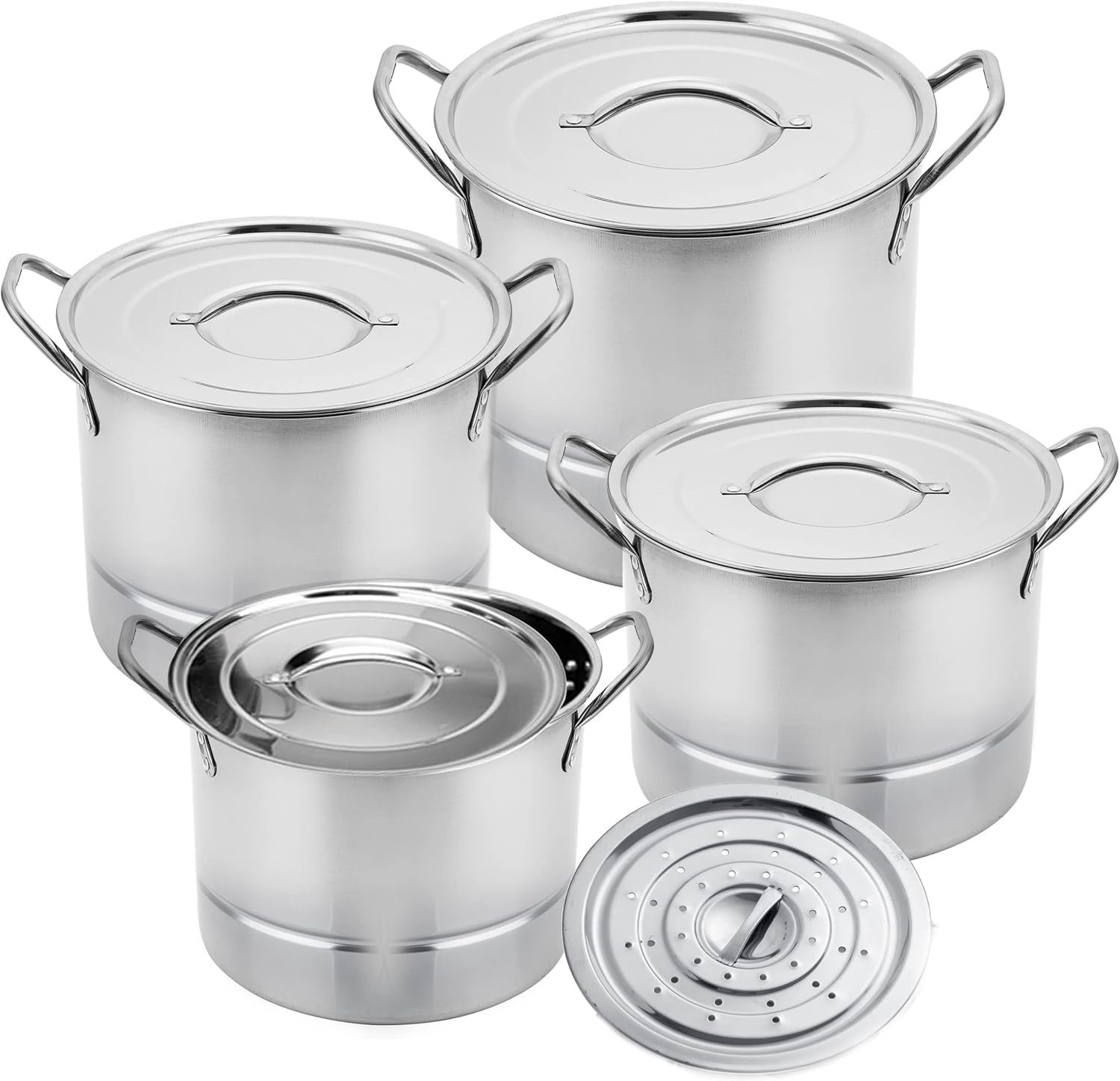 12-Piece Stainless Steel Stock Pot and Steamer Set – Large Cooking Pots ...
