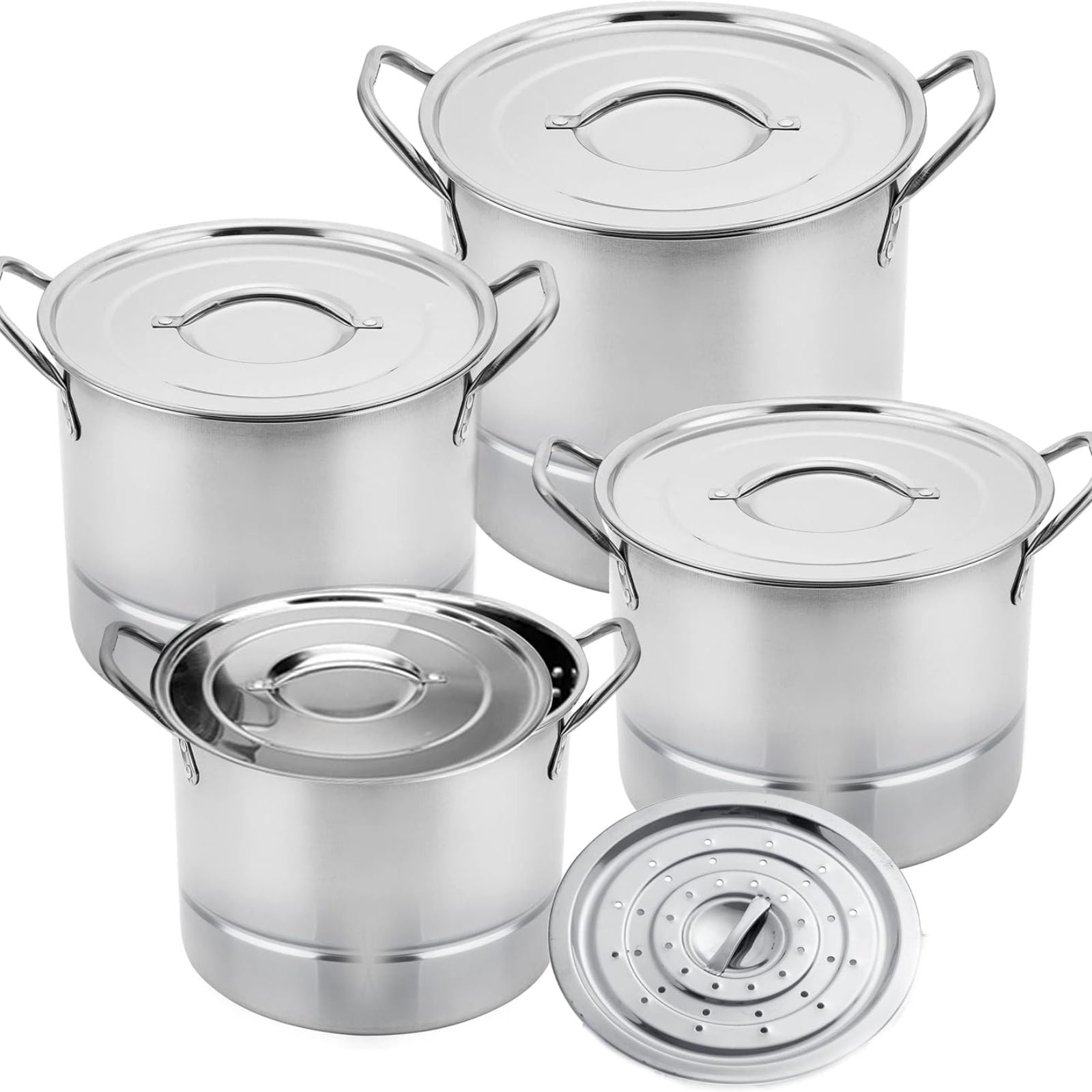 12-Piece Stainless Steel Stock Pot and Steamer Set – Large Cooking Pots ...