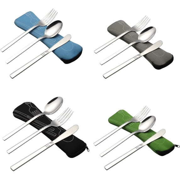 12-Piece Stainless Steel Travel Camping Cutlery Set, Flatware ...