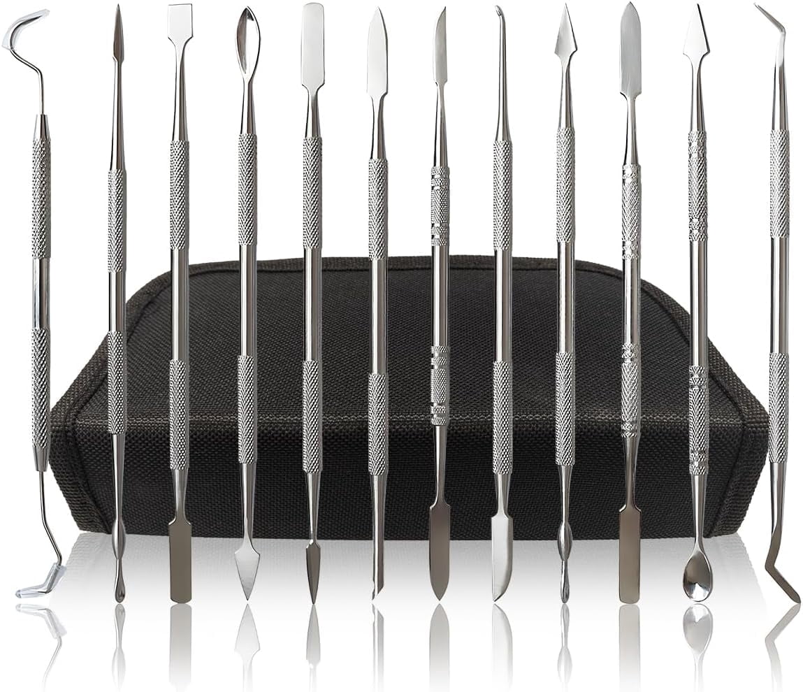 12-Piece Stainless Steel Wax Carving Tools Set | Dual-Ended Dental ...