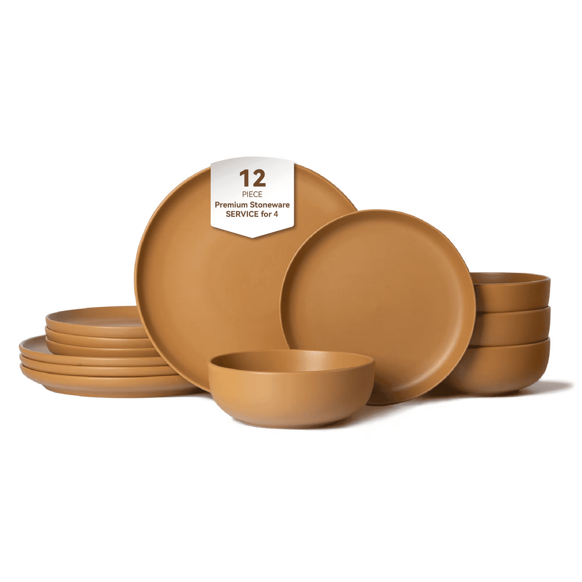 12 Piece Stoneware Dinnerware Bowl Set | Microwave & Dishwasher Safe ...