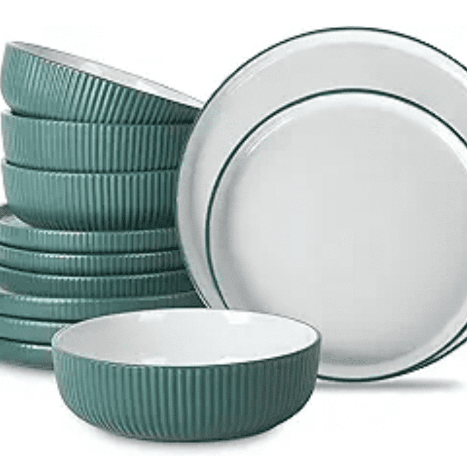 12-Piece Stoneware Dinnerware Set, Plates and Bow - Walmart.com