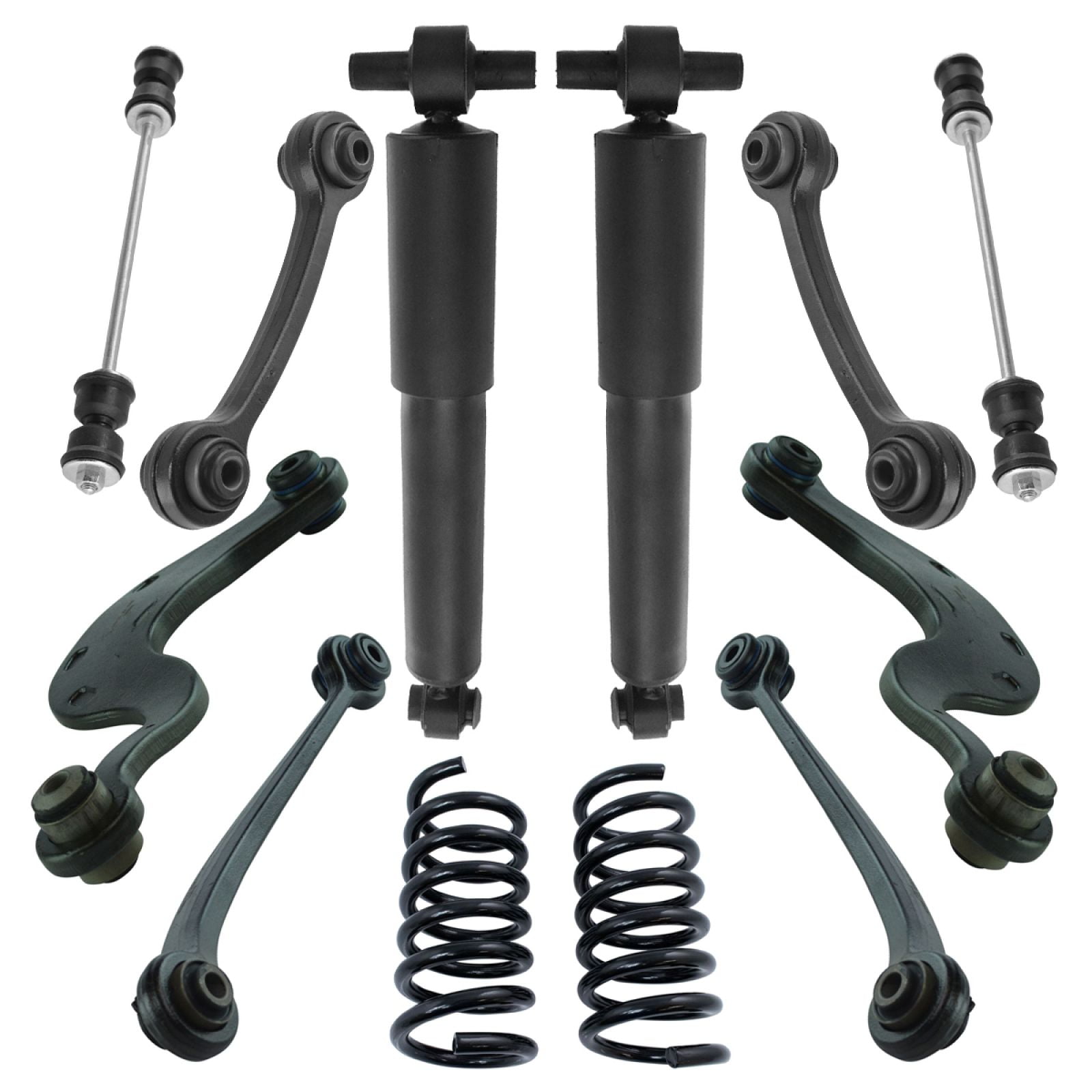 12 Piece Suspension Kit Rear Control Arms Coil Springs End Links Shock ...
