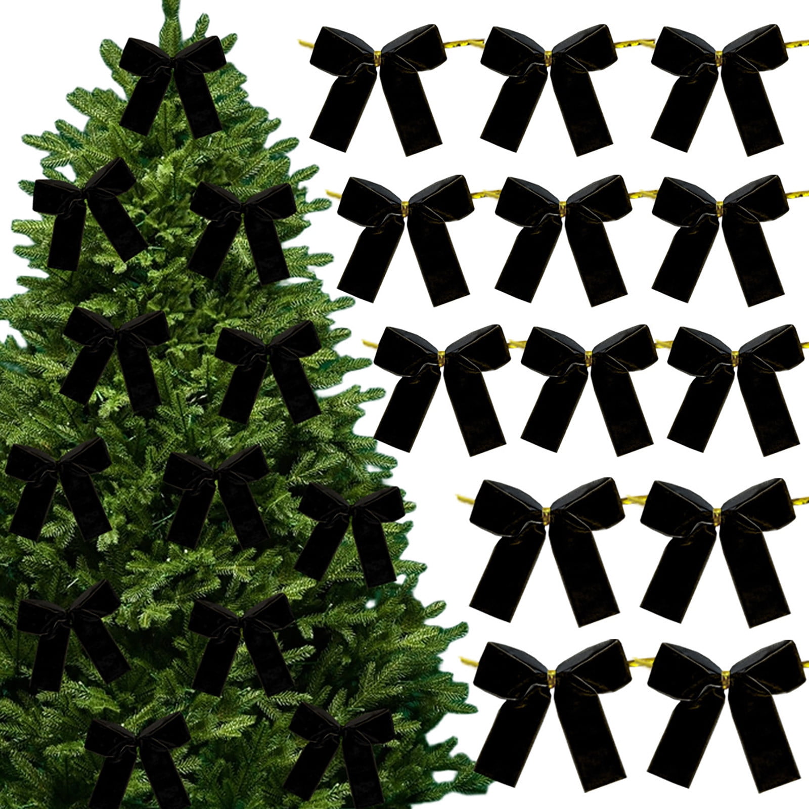 12-Piece Velvet Christmas Tree Bow Decorations Set | Elegant Wreath ...