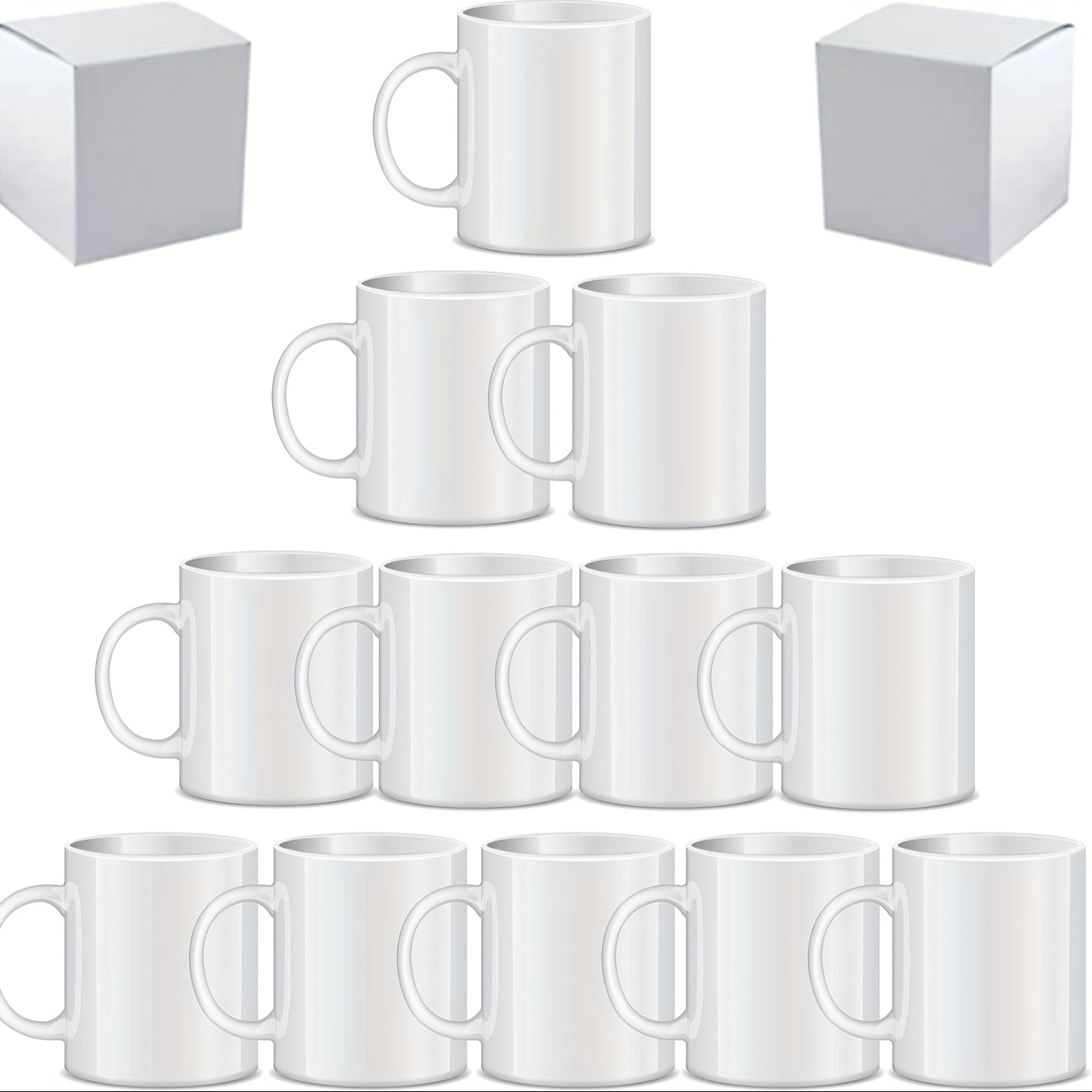 12-Piece White Sublimation Mugs, 11oz/15oz Insulated Drinkware with ...