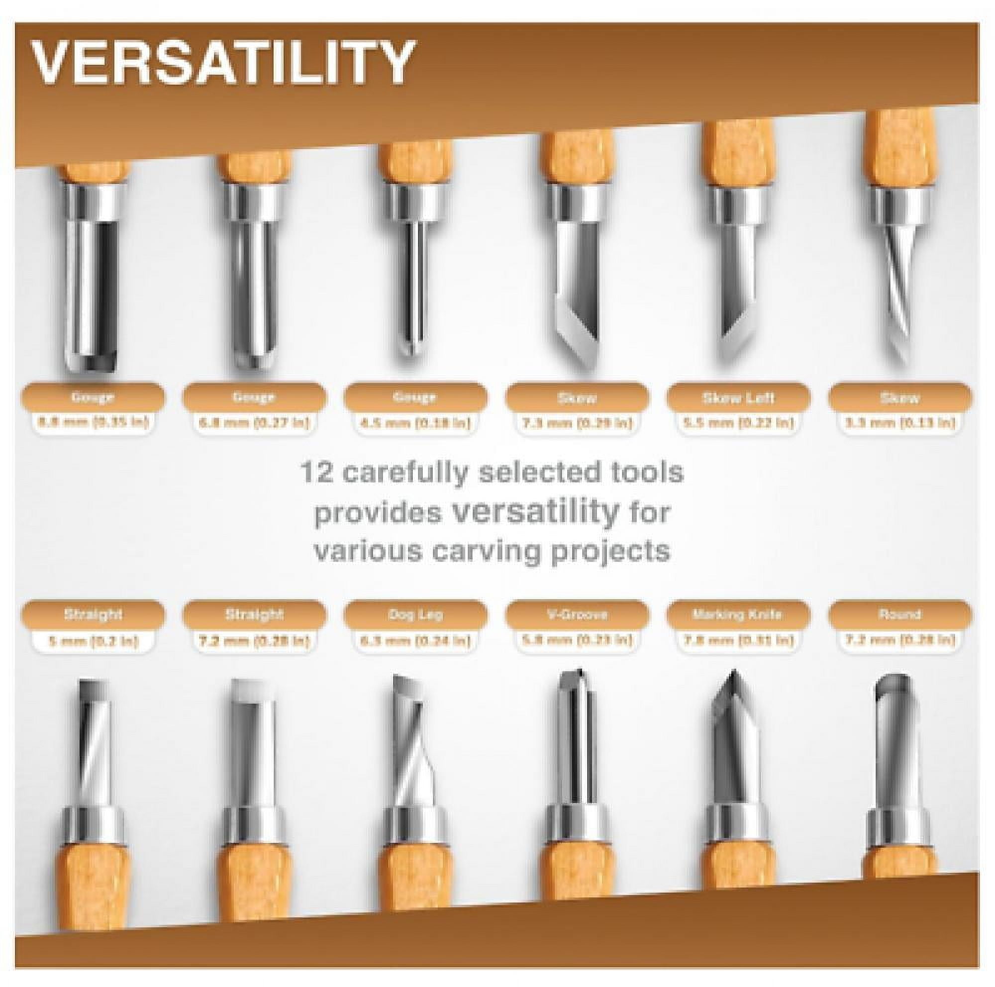 12 Piece Wood Carving Hand Chisel Tool Set Professional Woodworking ...