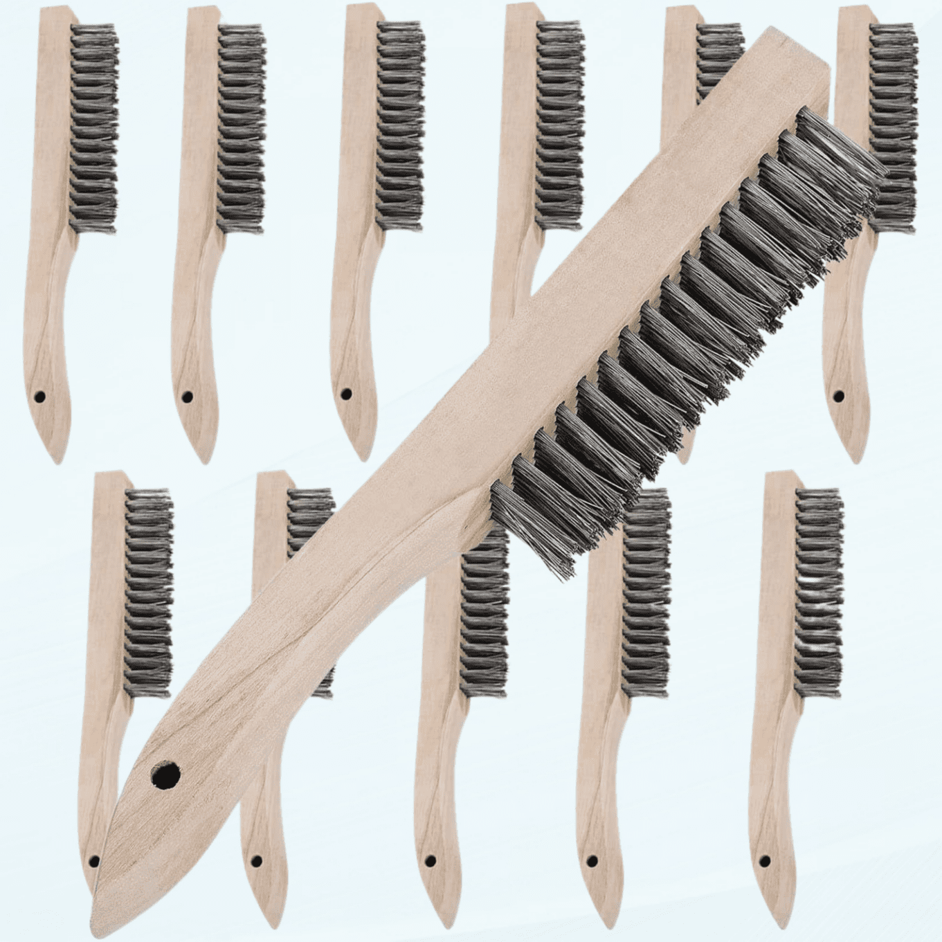 12 Pieces 10 Inches Wire Brush Wooden Handle, Multi-Purpose Wire ...