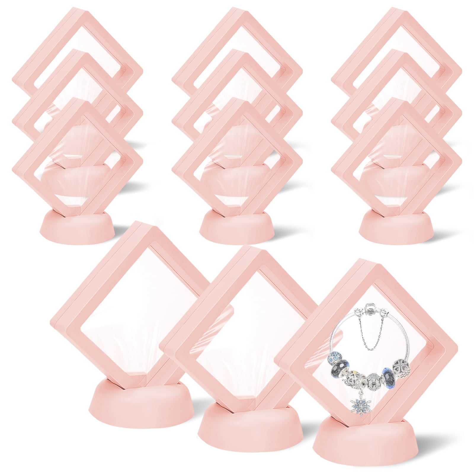 12 Pieces 2.7" x 2.7" 3D Floating Frame Display Case, Clear PE Film ...