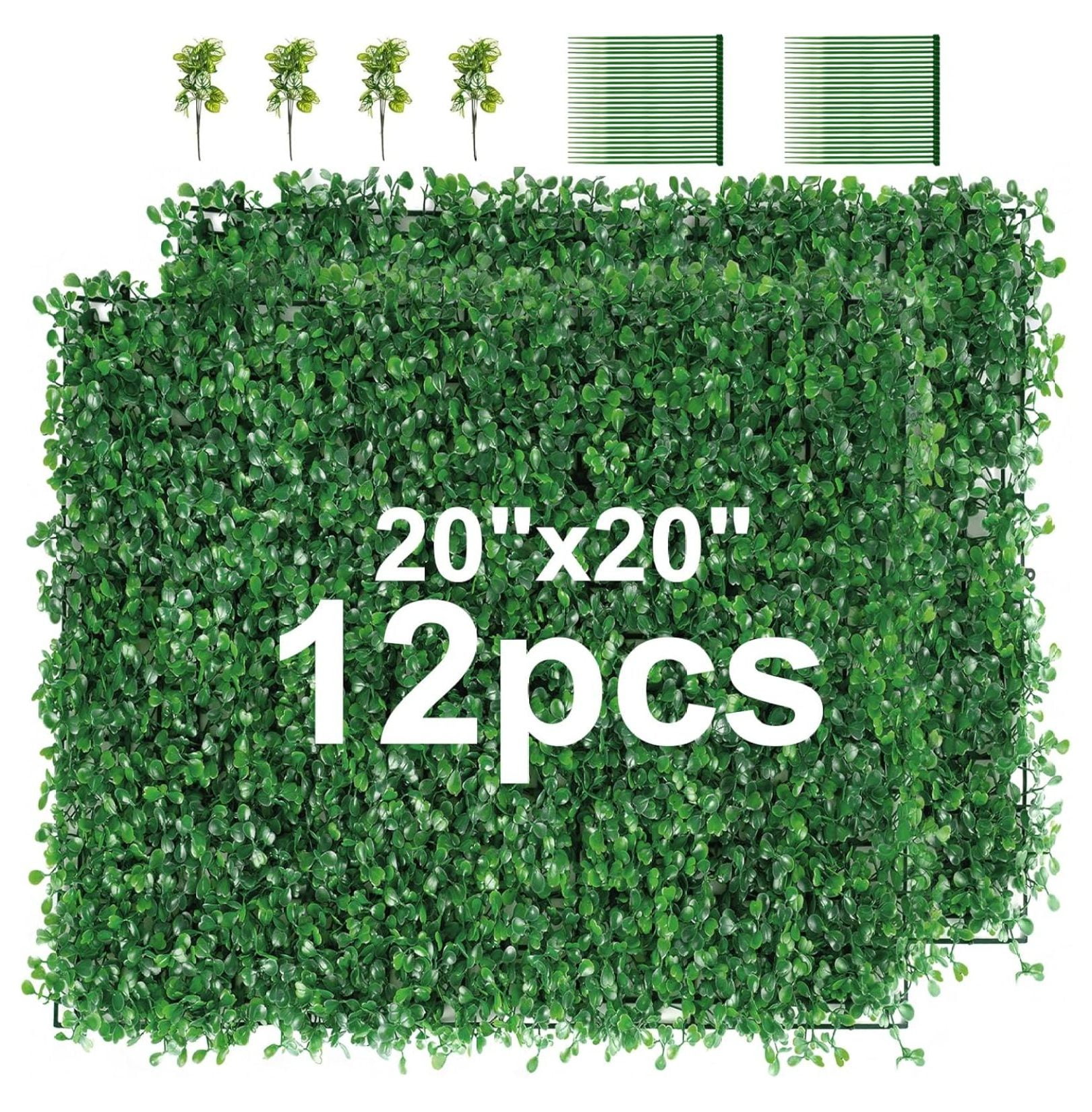 12 Pieces 20"x 20" Artificial Boxwood Panel, Grass Wall Panel, Boxwood ...