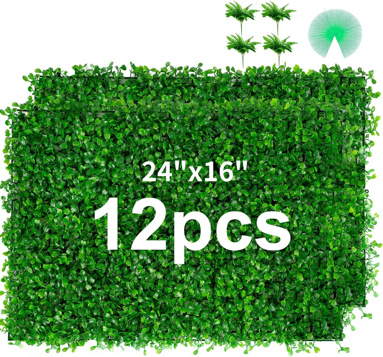 12 Pieces 24"x 16" Artificial Boxwood Panel, Grass Wall Panel, Boxwood ...