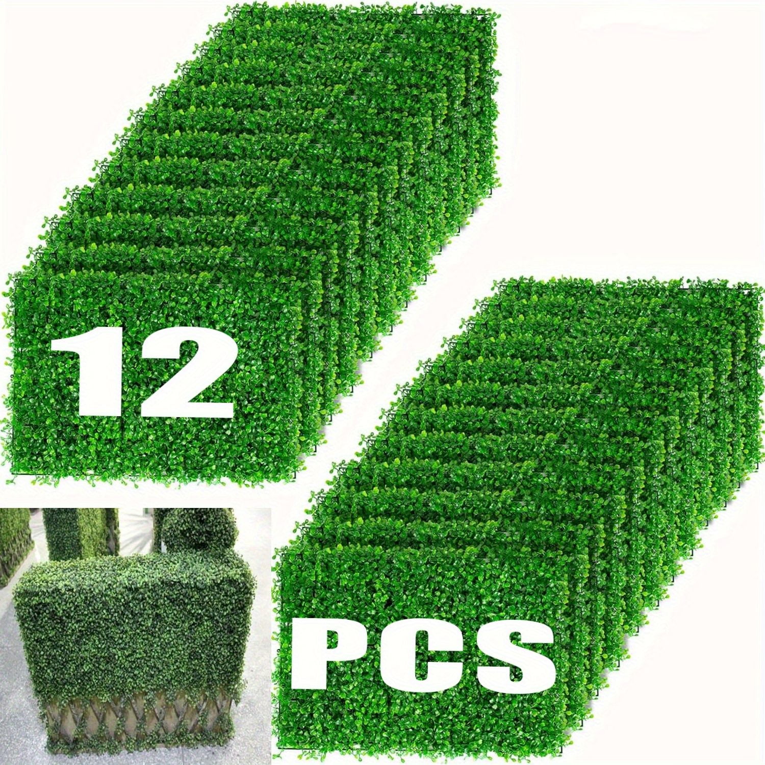 12 Pieces 24"x 16" Artificial Boxwood Panel, Grass Wall Panel, Boxwood ...