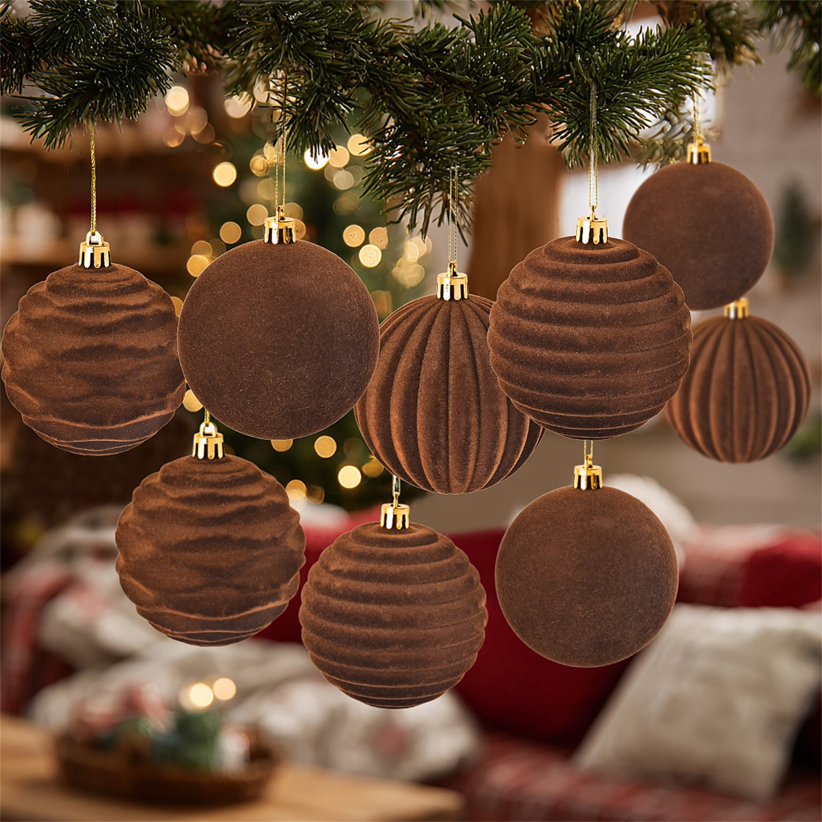 12 Pieces 3.15 Inch Large Velvet Christmas Balls Ornaments, Vintage ...