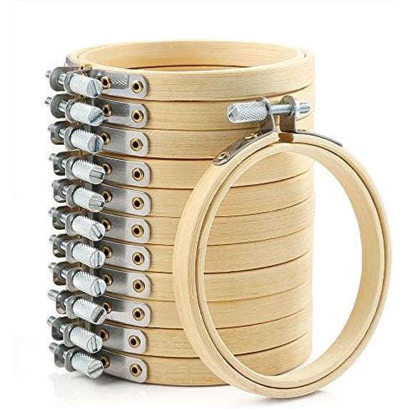 12 Pieces 3 Inch Embroidery Hoops Bamboo Circle Cross Stitch Hoop Ring ...