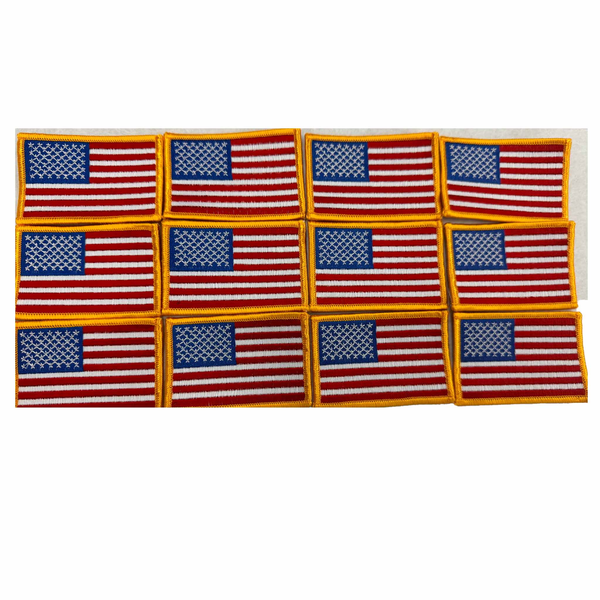 12 Pieces 3" x 2" Inch Large Size American US Flag Embroidered Cloth ...