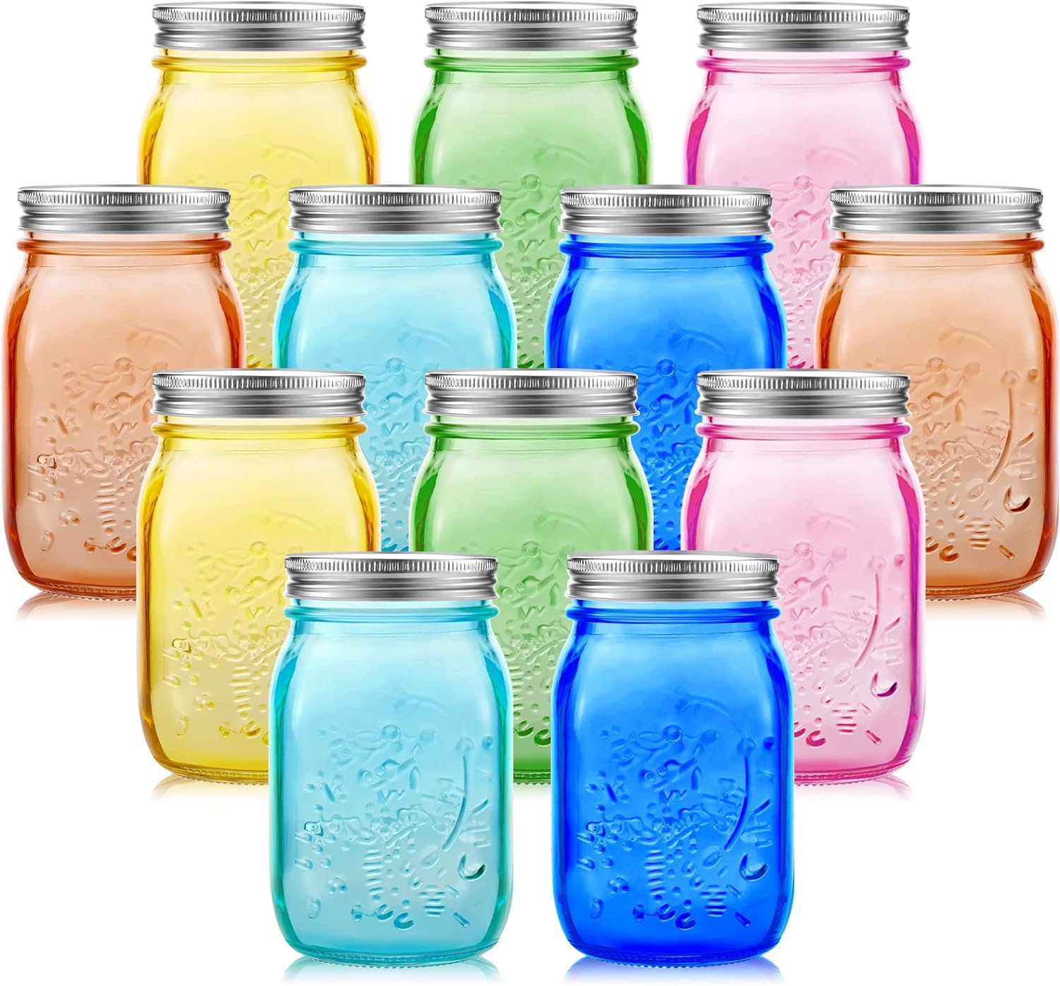 12 Pieces 32 oz Colored Mason Jars Glass Mason Jars with Lids Glass ...