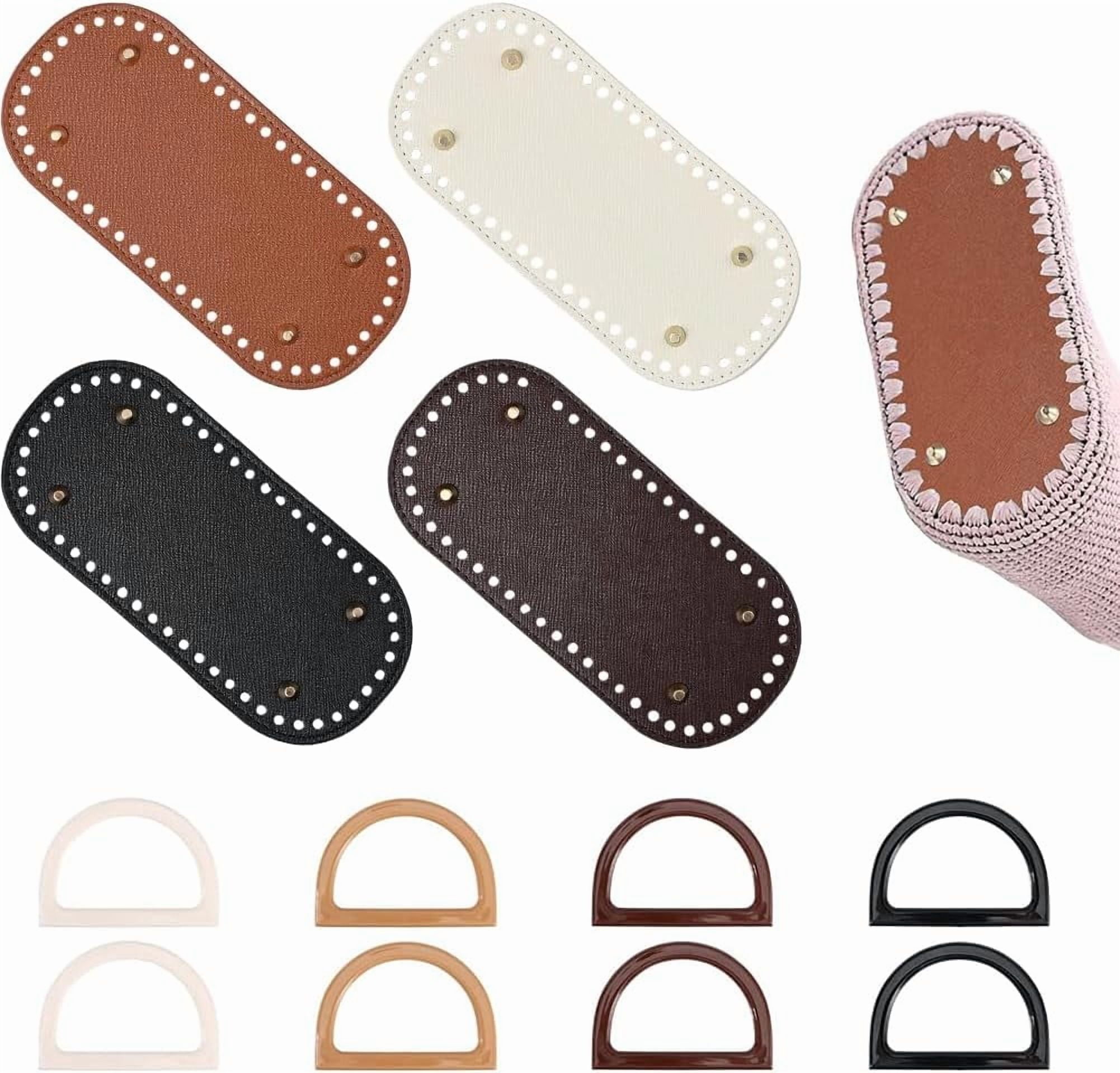 12 Pieces 4 Colors Base Bag Handle Set D Shape Crochet Handbag and Oval ...