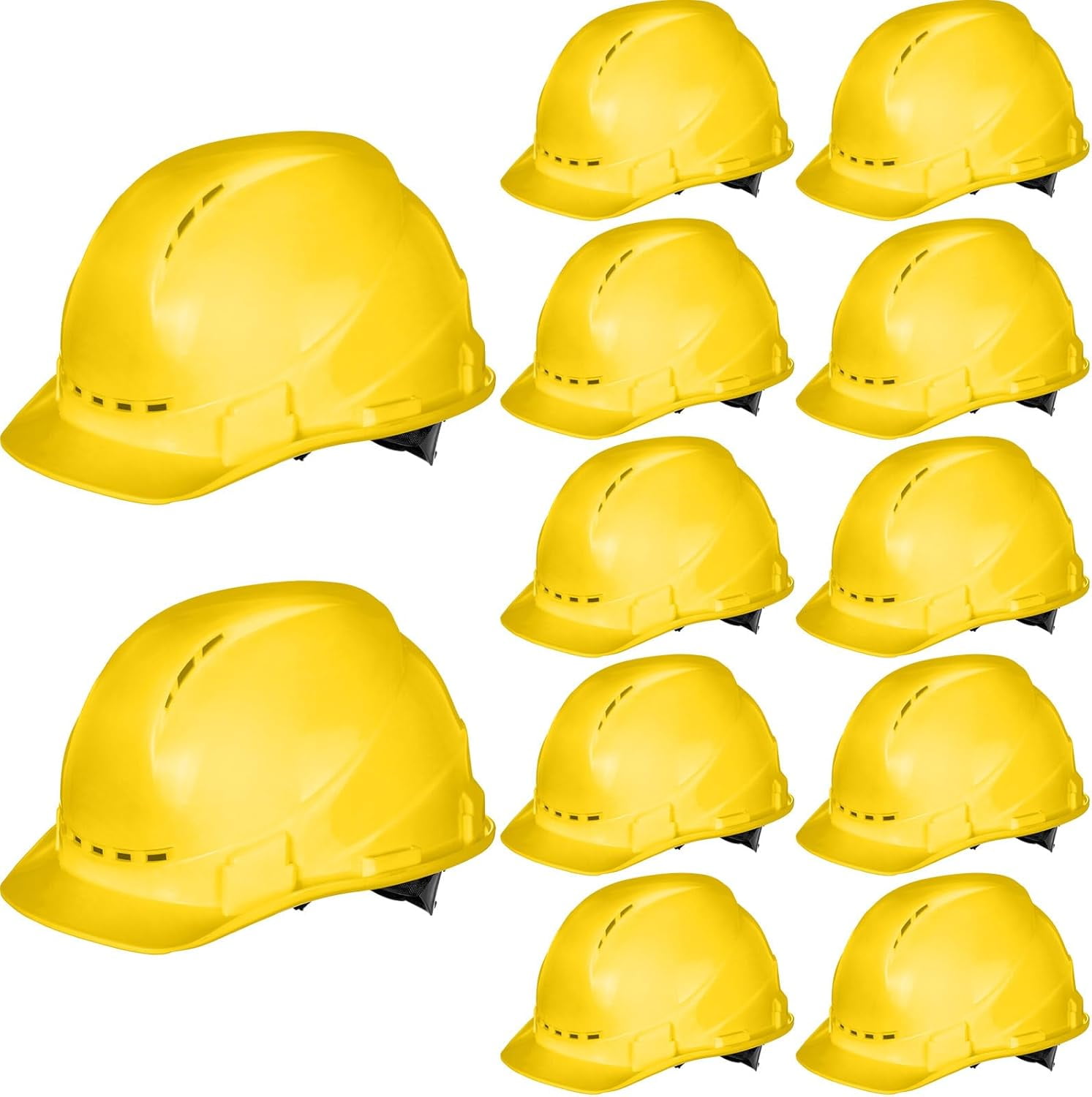 12 Pieces 4 Point Suspension Hard Hat Bulk Safety Helmets with Vents ...