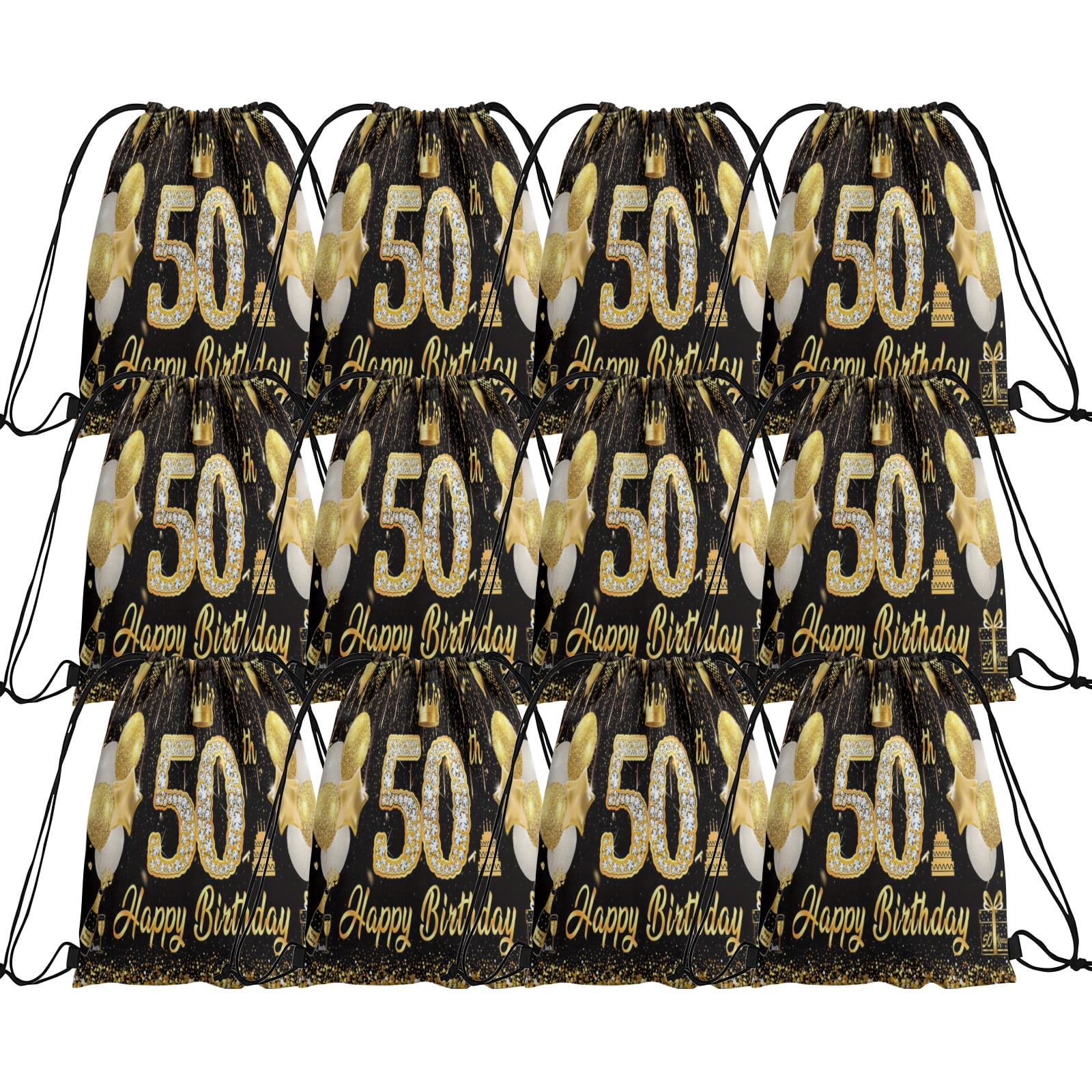 12 Pieces 50th Candy Drawstring Bag, Drawstring Goodie Favor Bags for ...