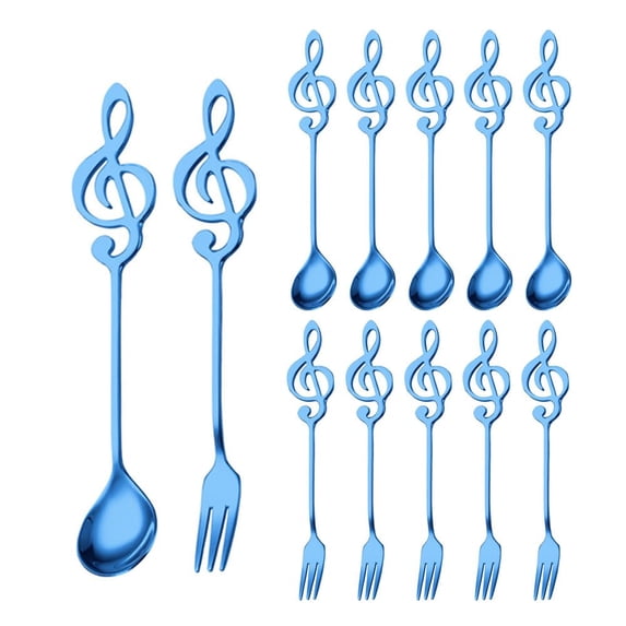 (12 Pieces) 6-inch Cute Musical Note Stainless Steel Spoon Coffee ...