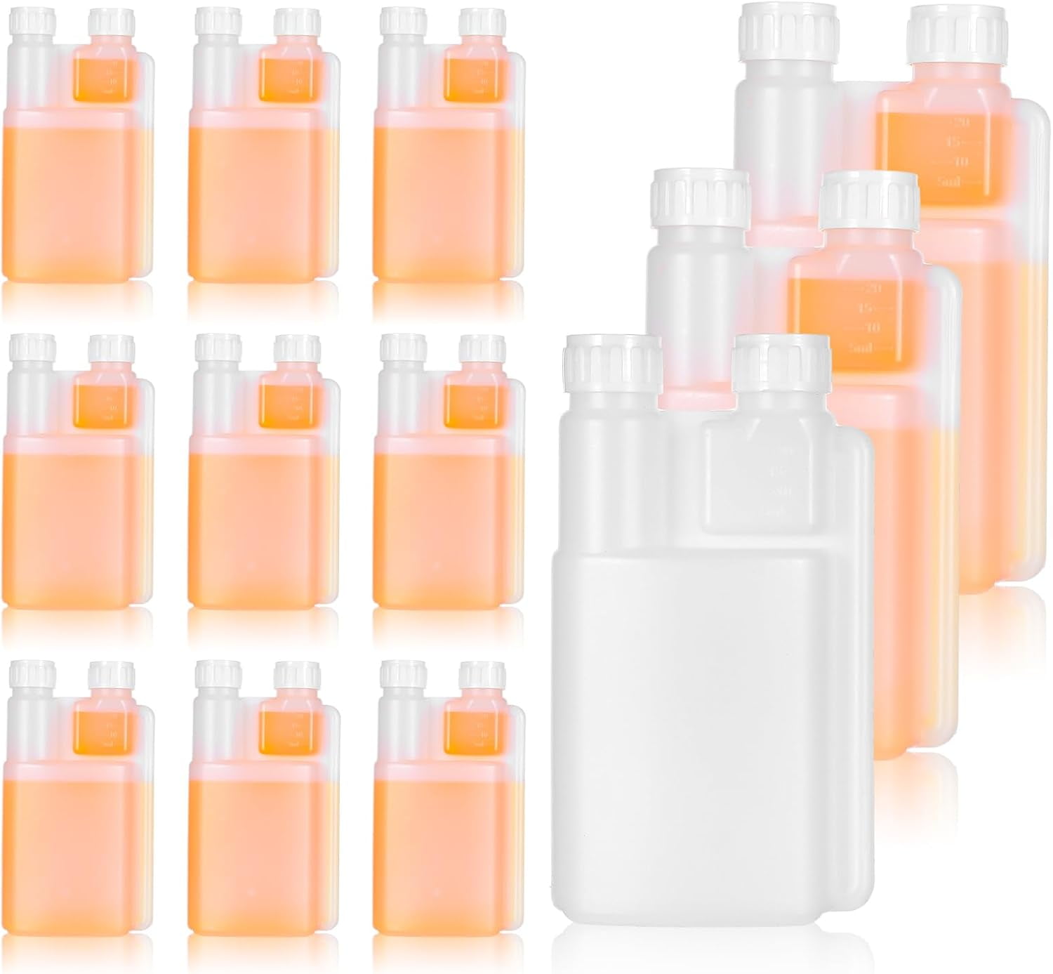 12 Pieces 8.5 oz Plastic Flasks, Measuring Bottle Built in 1 oz Glass ...