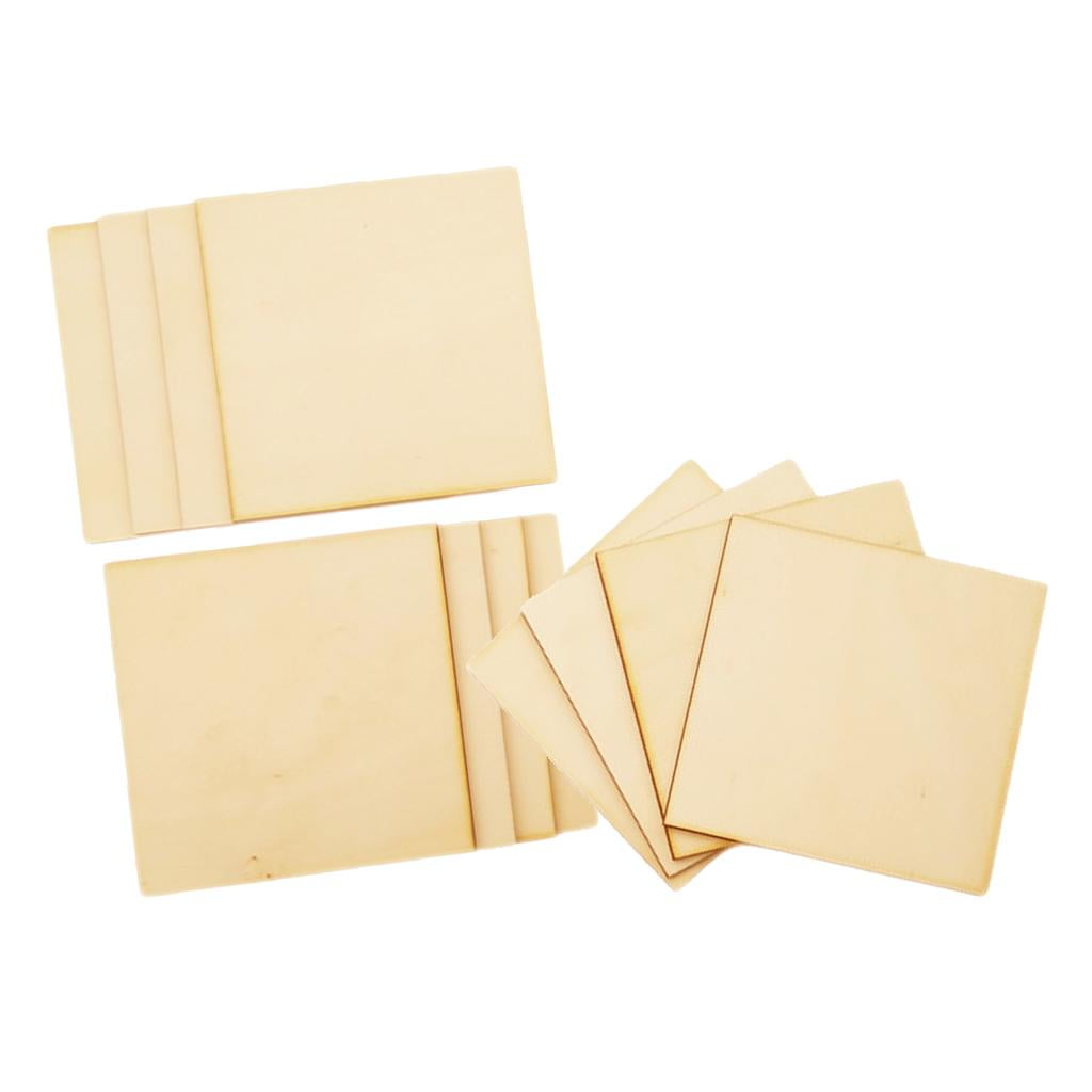 12 Pieces 80mm Wooden Square Shape Ply Blank DIY Wood Shapes Rectangle ...